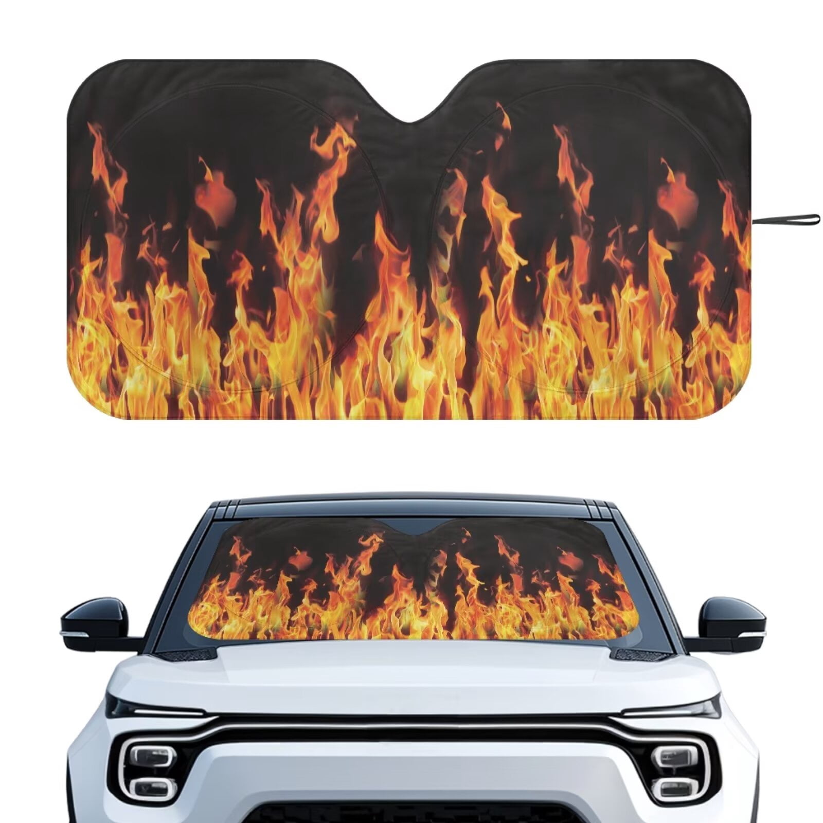 KUIFORTI Large Windshield Sun Shade, Flame Car Window Shade Keep ...