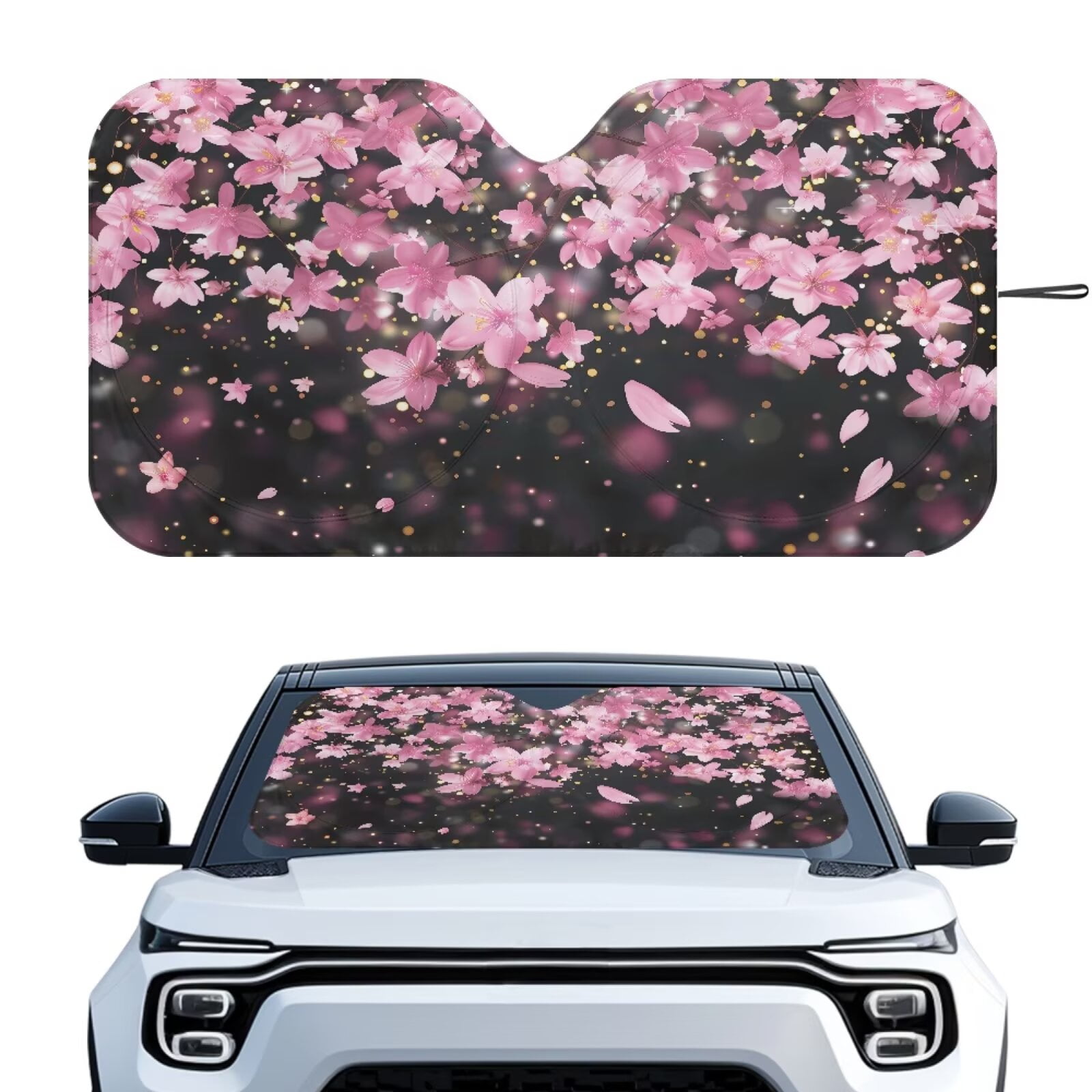 KUIFORTI Large Windshield Sun Shade for Women Cherry Blossom Automotive ...