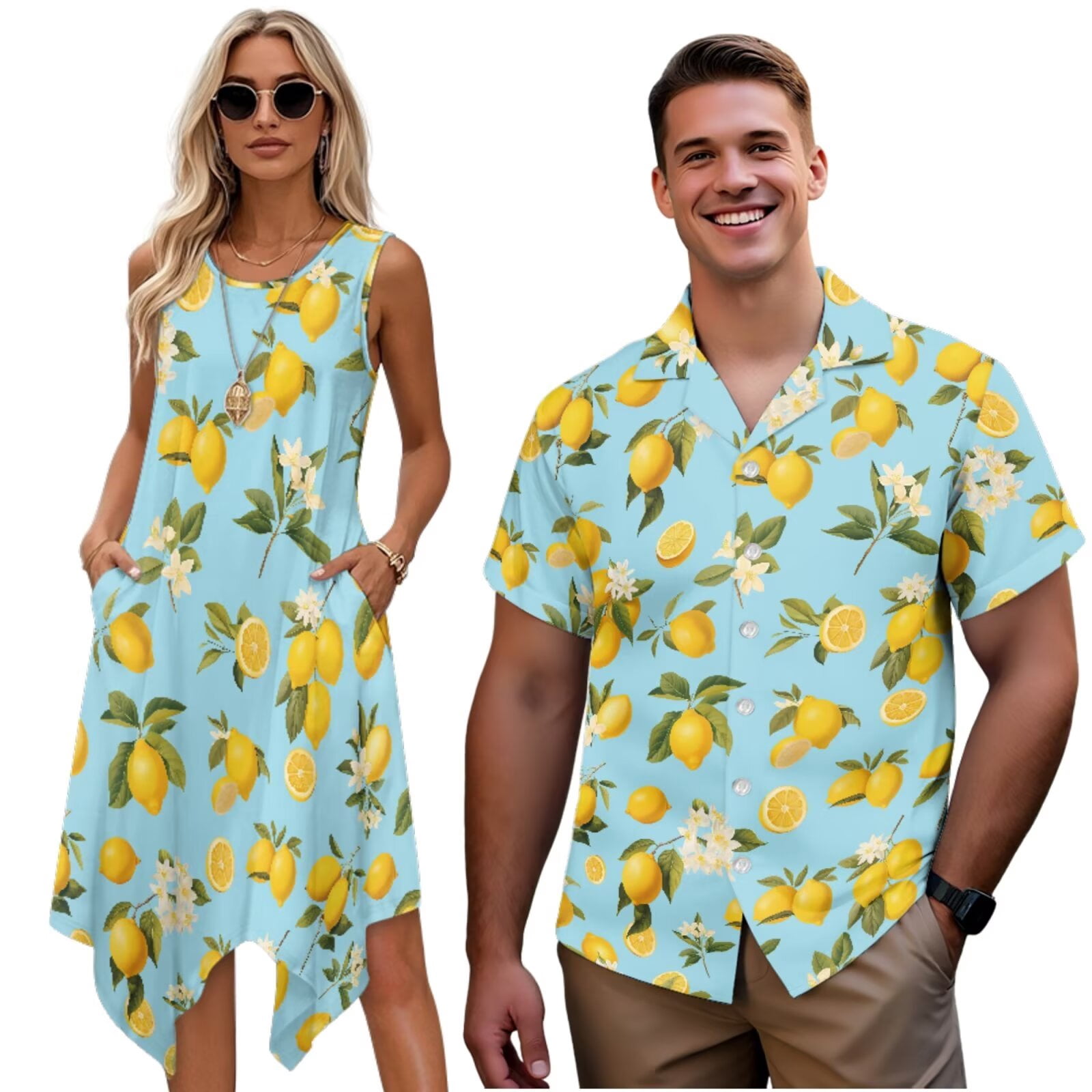 KUIFORTI Lemon Blossoms Husband and Wife Clothing Washable Couple ...
