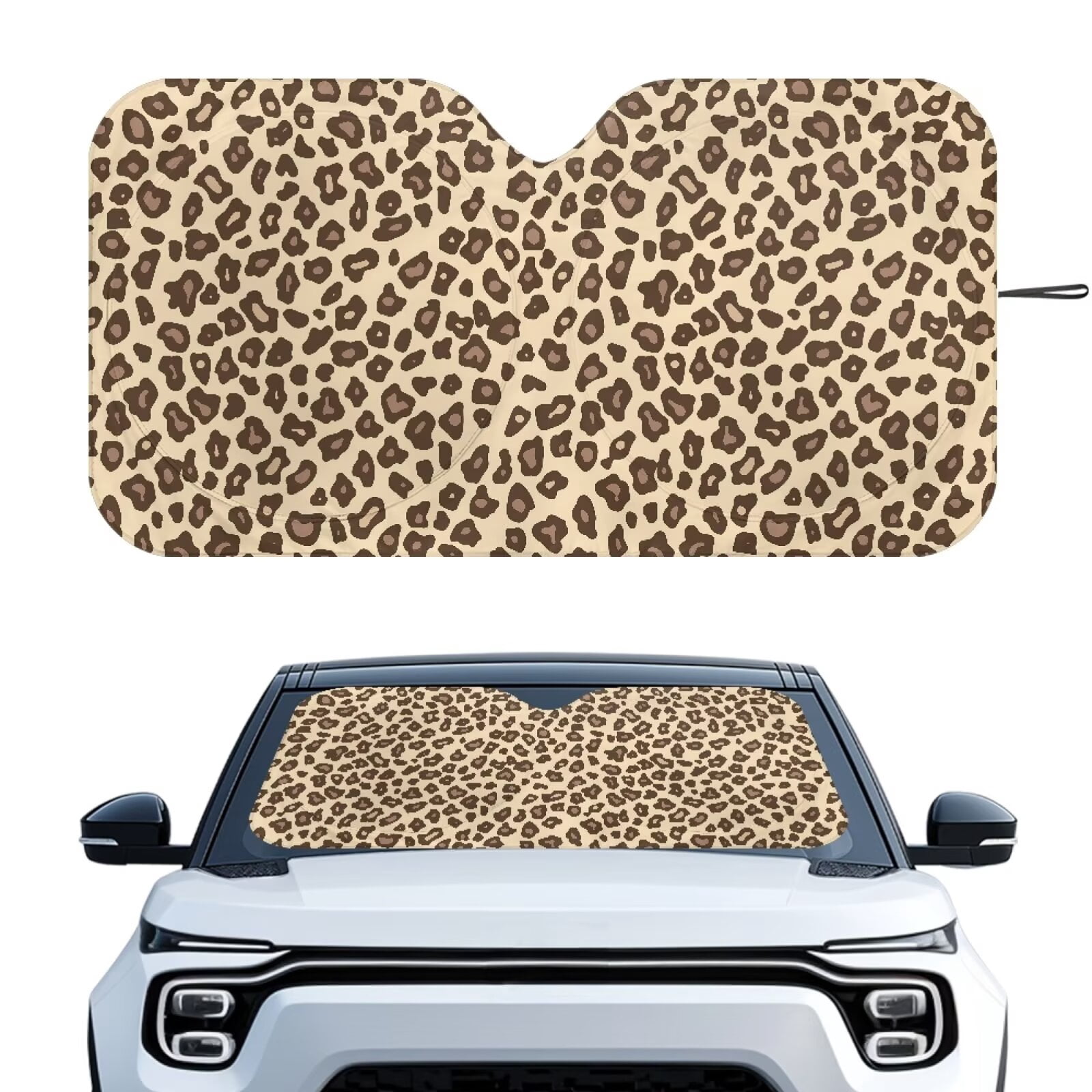 KUIFORTI Leopard Print Sun Shade Car Windshield Foldable Sun Screens ...