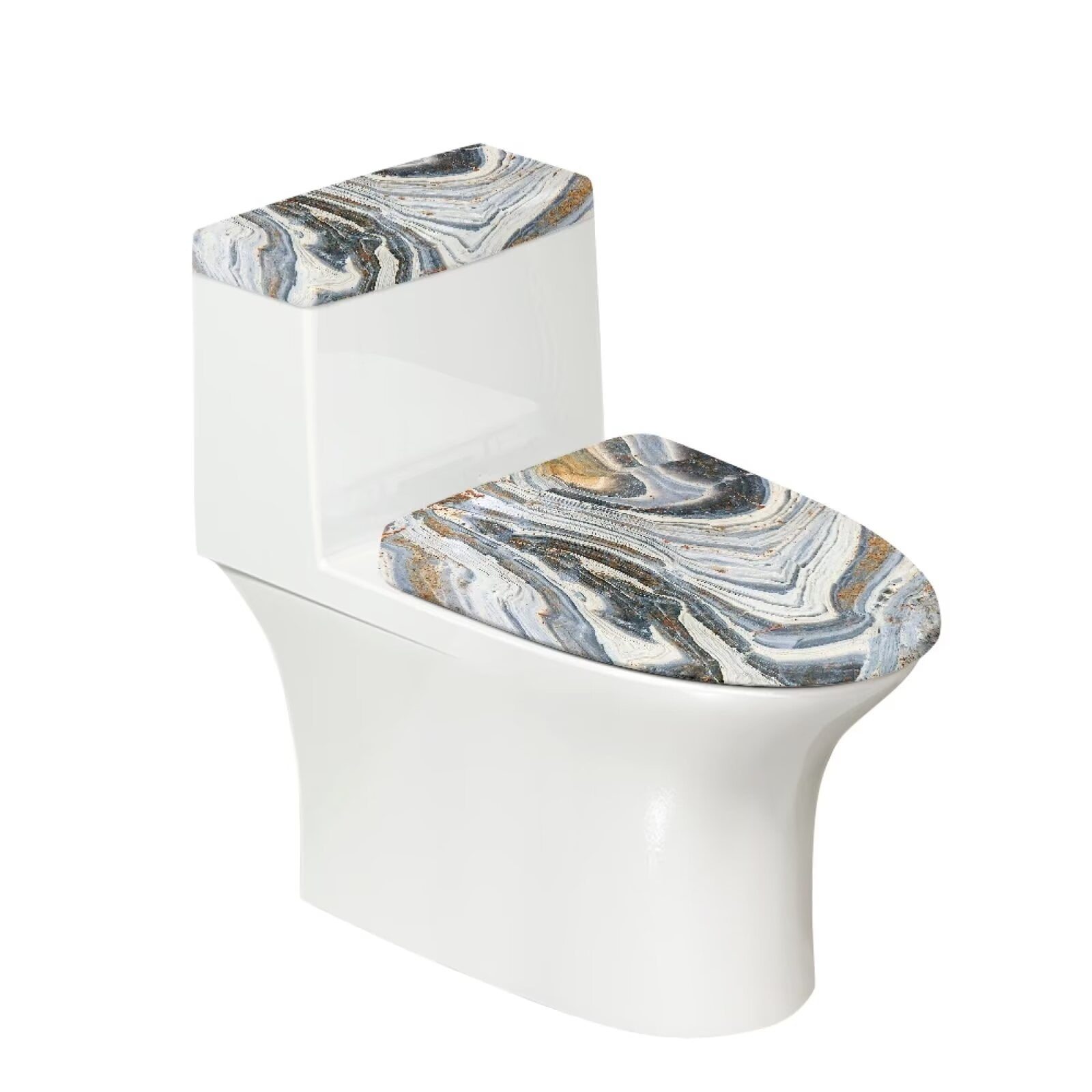 KUIFORTI Marble Toilet Tank Lid Cover Set of 2 Pack Toilet Seat Cover ...