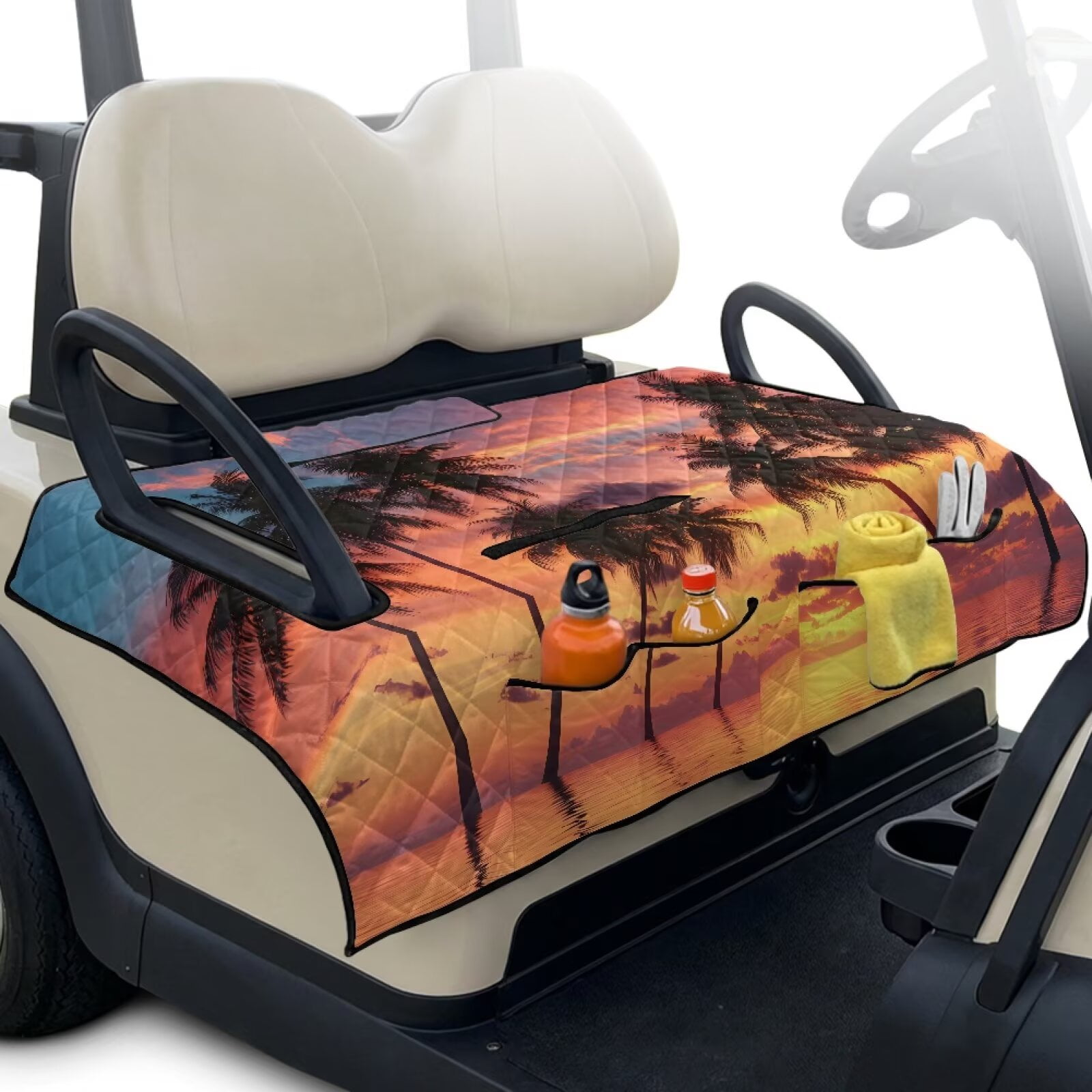 KUIFORTI Palm Tree Golf Cart Seat Blanket Covers Easy to Install Travel ...