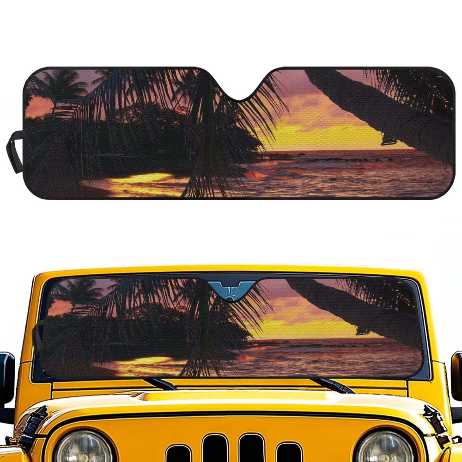 KUIFORTI Palm Tree Windshield Sun Shade for Rubicon Sahara TJ JK JKU 2 ...