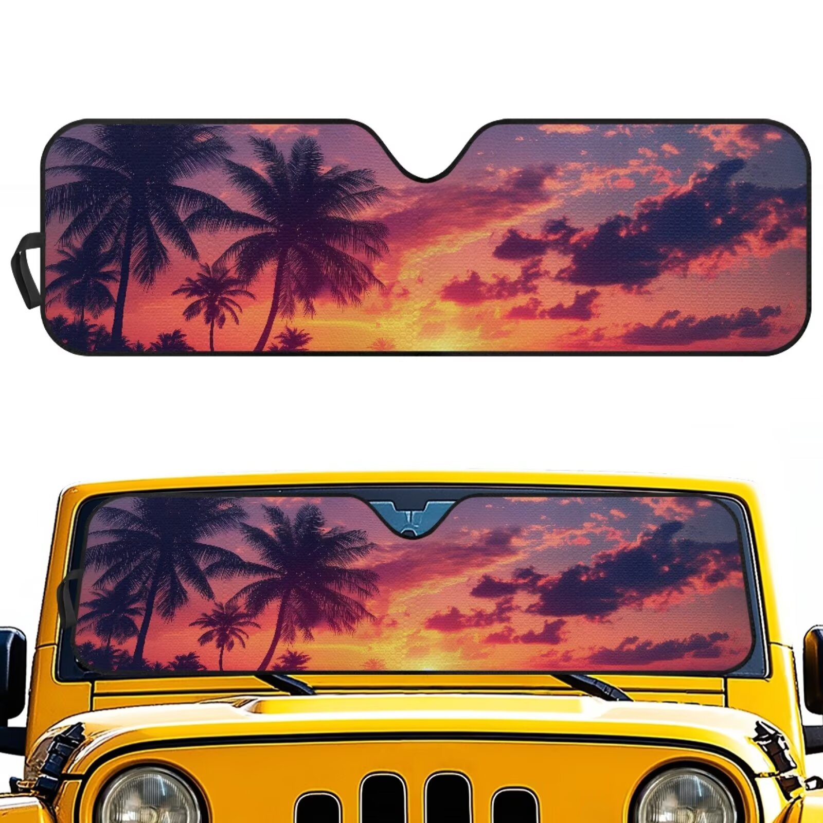 KUIFORTI Palm Tree Windshield Sunshades Heat Shield Car Shade Front ...