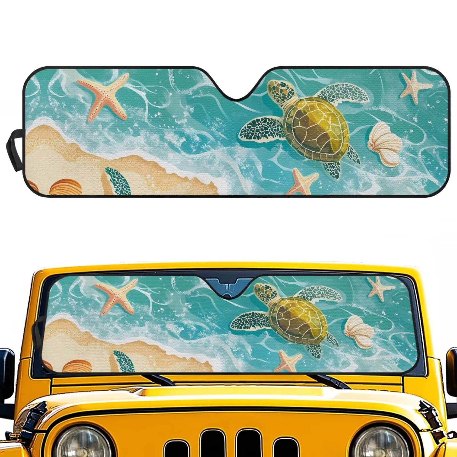 KUIFORTI Sea Turtle Windshield Sun Shade Compatible with Wrangler JK ...