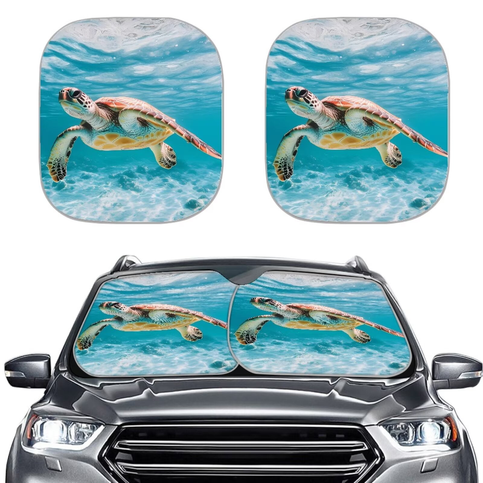 KUIFORTI Sea Turtle Windshield Sun Shade Foldable Car Sun Visor ...