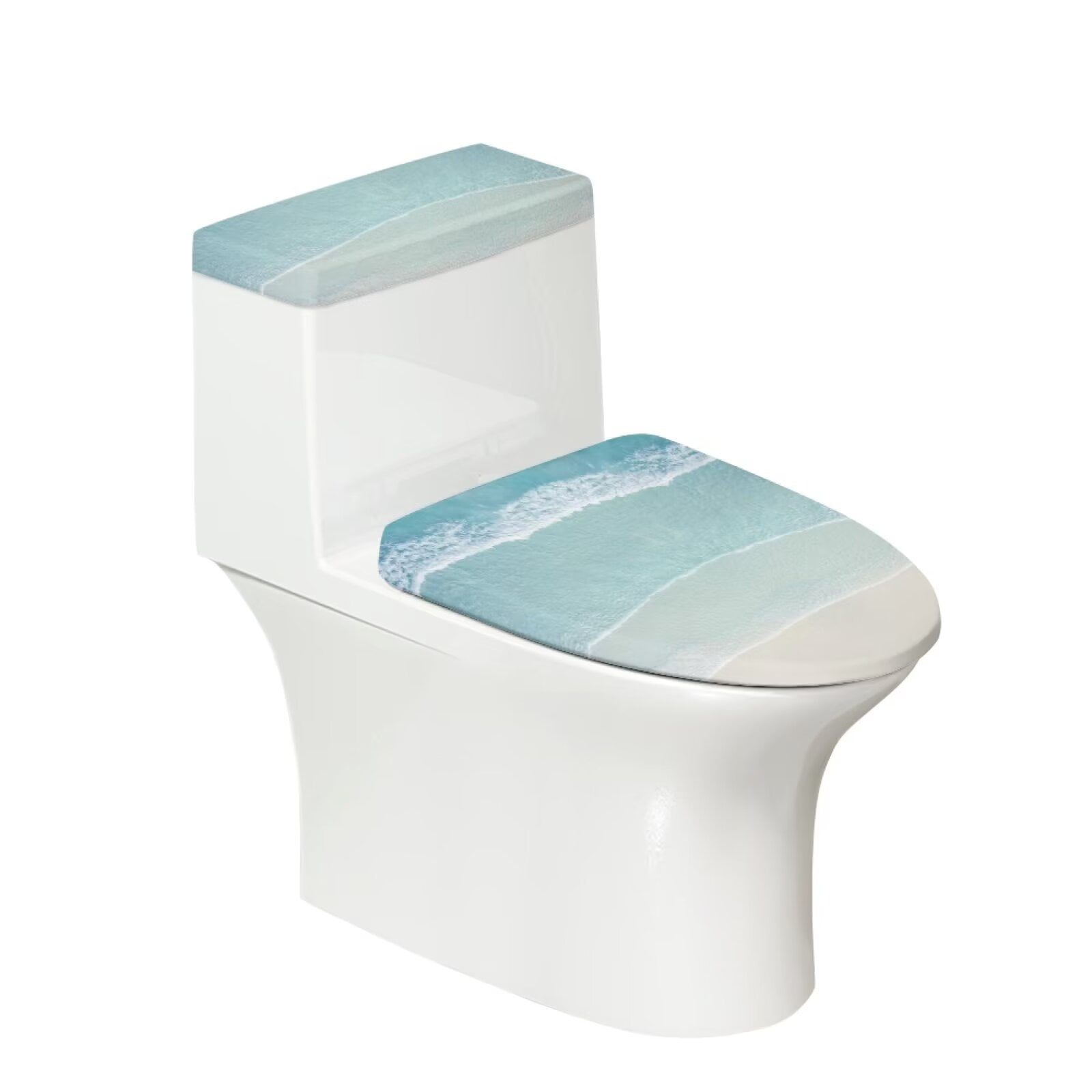 KUIFORTI Sea Wave Toilet Seat Cover Set Toilet Tank Cover Toilet Cover ...