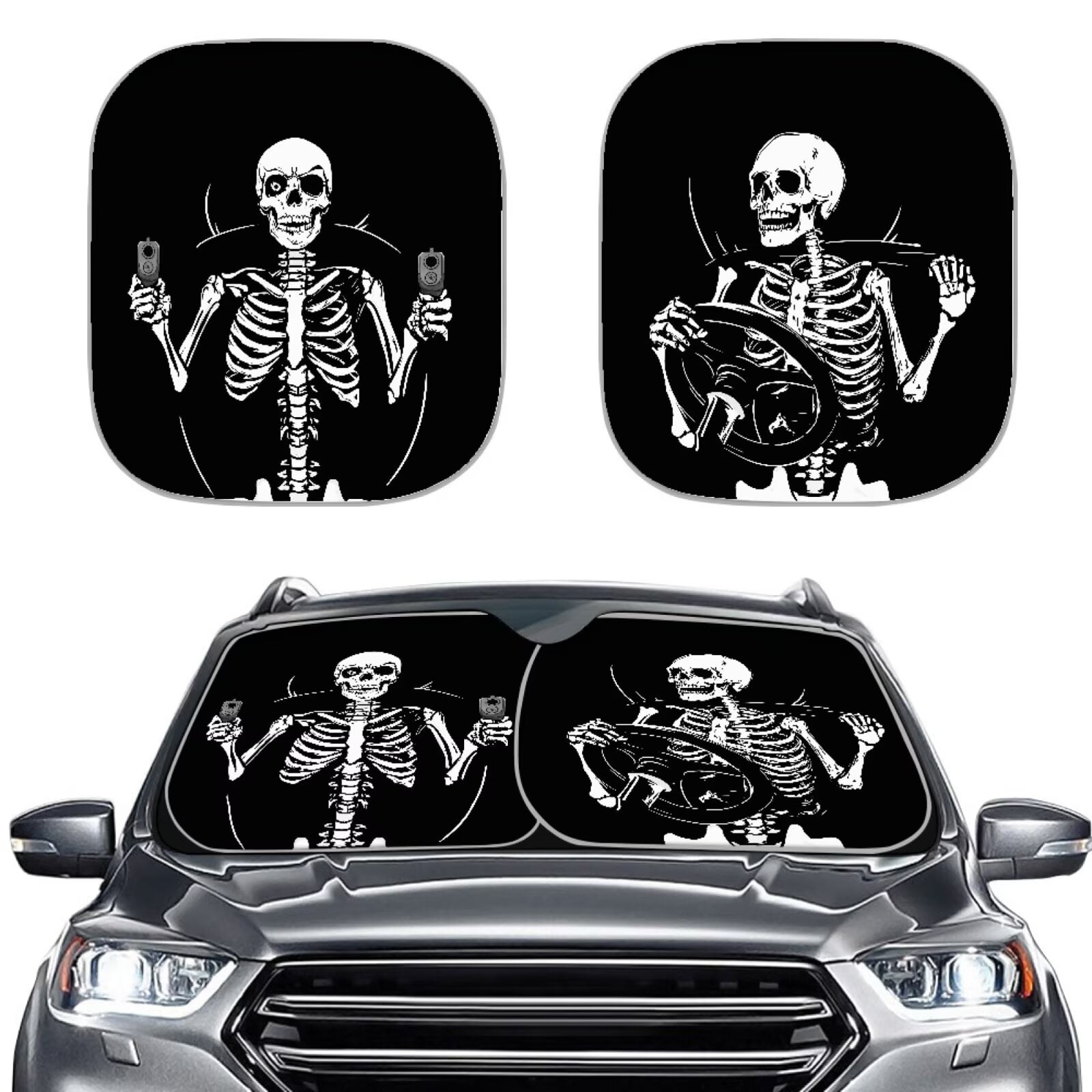 KUIFORTI Skeleton Sun Shade for Car Windshield Funny Car Sun Visor ...