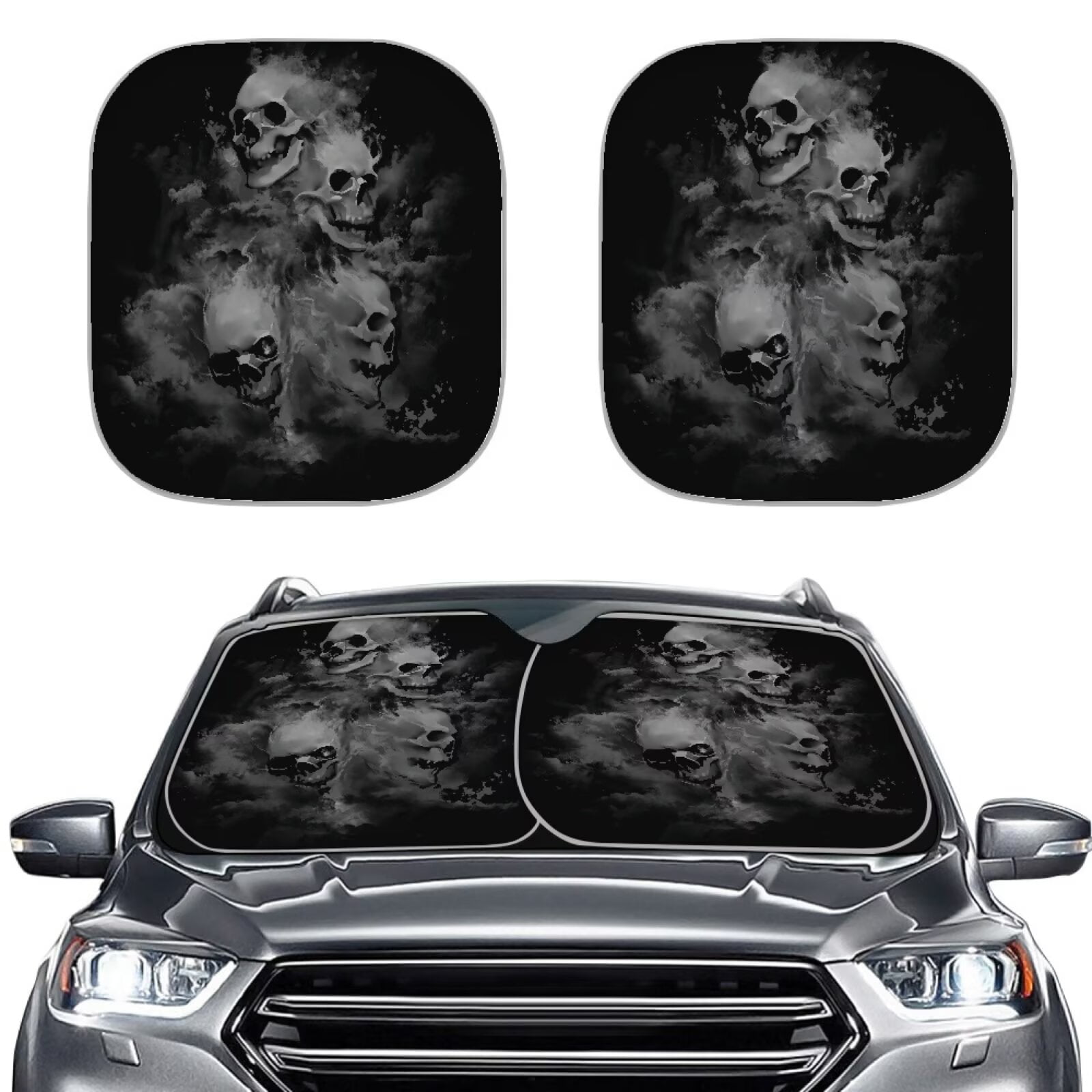 KUIFORTI Skull Windshield Sun Shade Foldable Car Sun Shade Funny ...