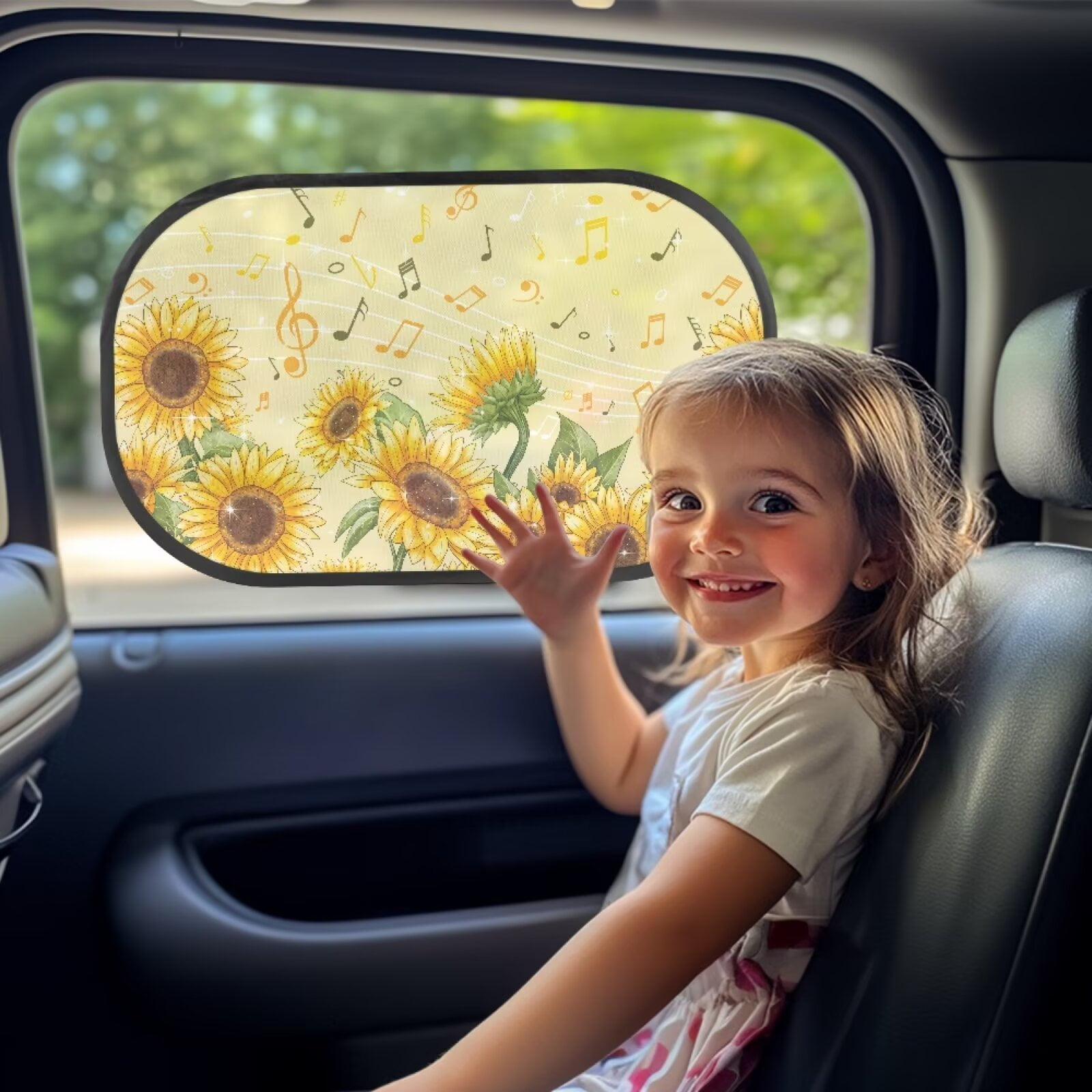 KUIFORTI Sunflower Car Window Shades for Baby (2 Pack) - Music Note ...