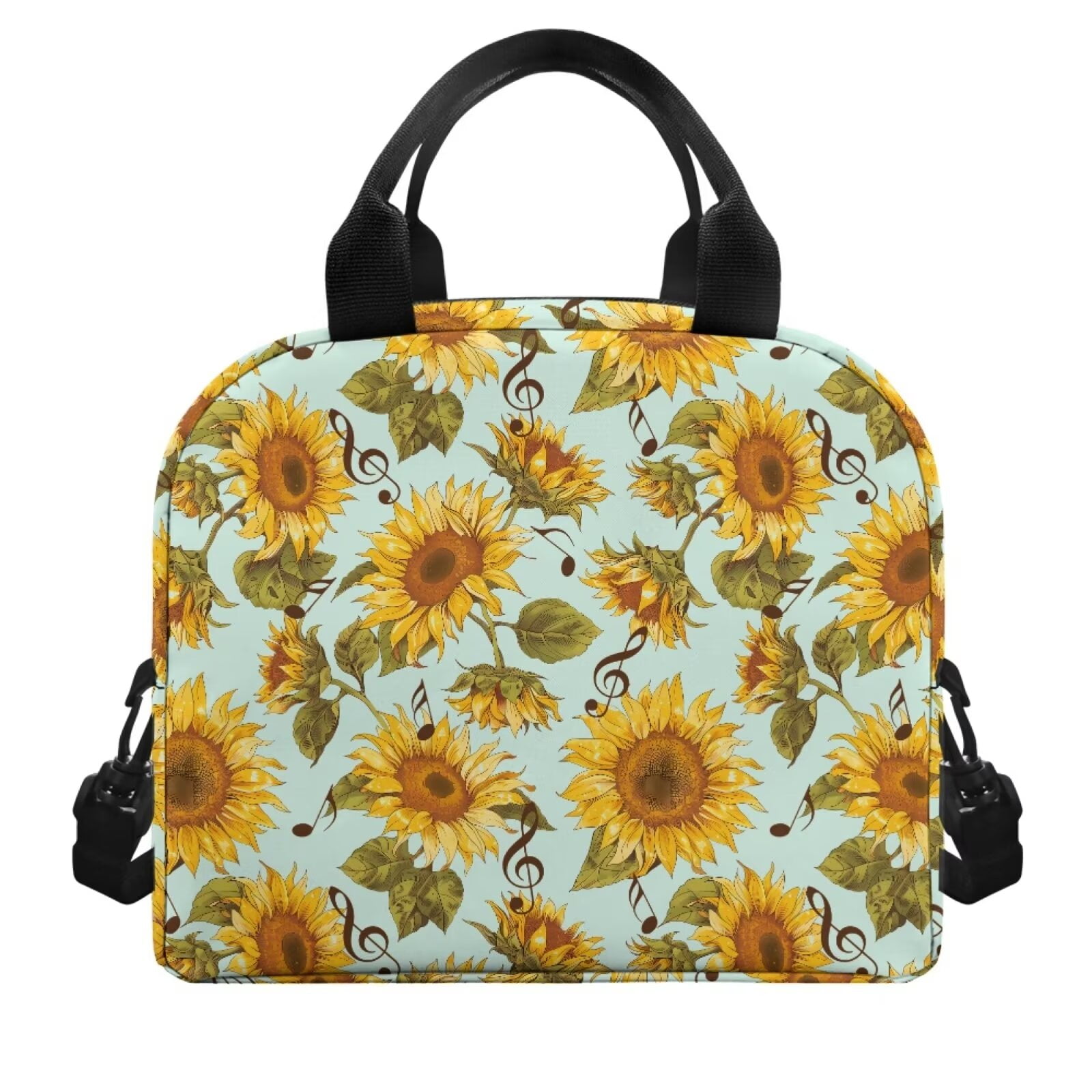 KUIFORTI Sunflower Music Note Practical Lunch Tote Bag Lunch Cooler Bag ...