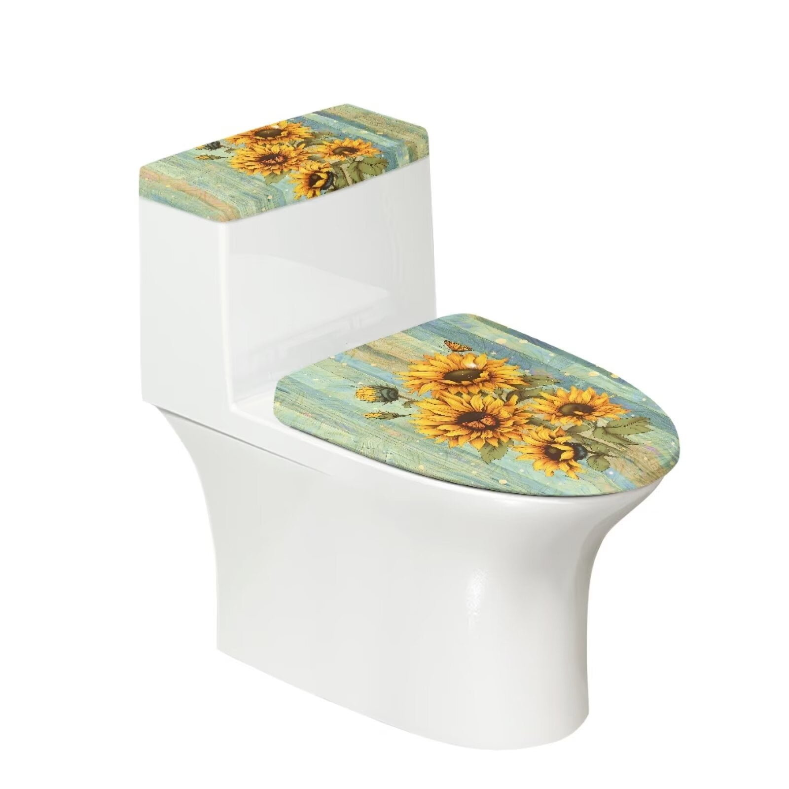 KUIFORTI Sunflower Toilet Lid Cover Toilet Tank Cover Elongated Toilet ...