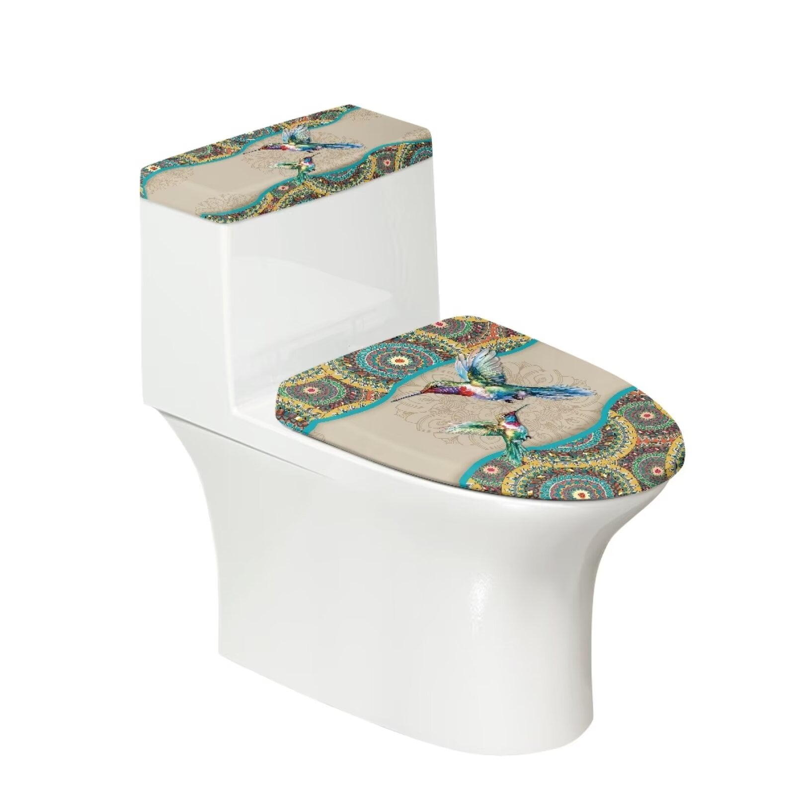 KUIFORTI Tribal Style Toilet Cover Set 2 Piece Hummingbird Toilet Seat ...