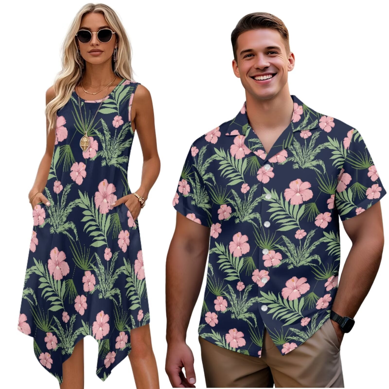KUIFORTI Tropical Hibiscus Husband and Wife Clothing Lightweight Couple ...