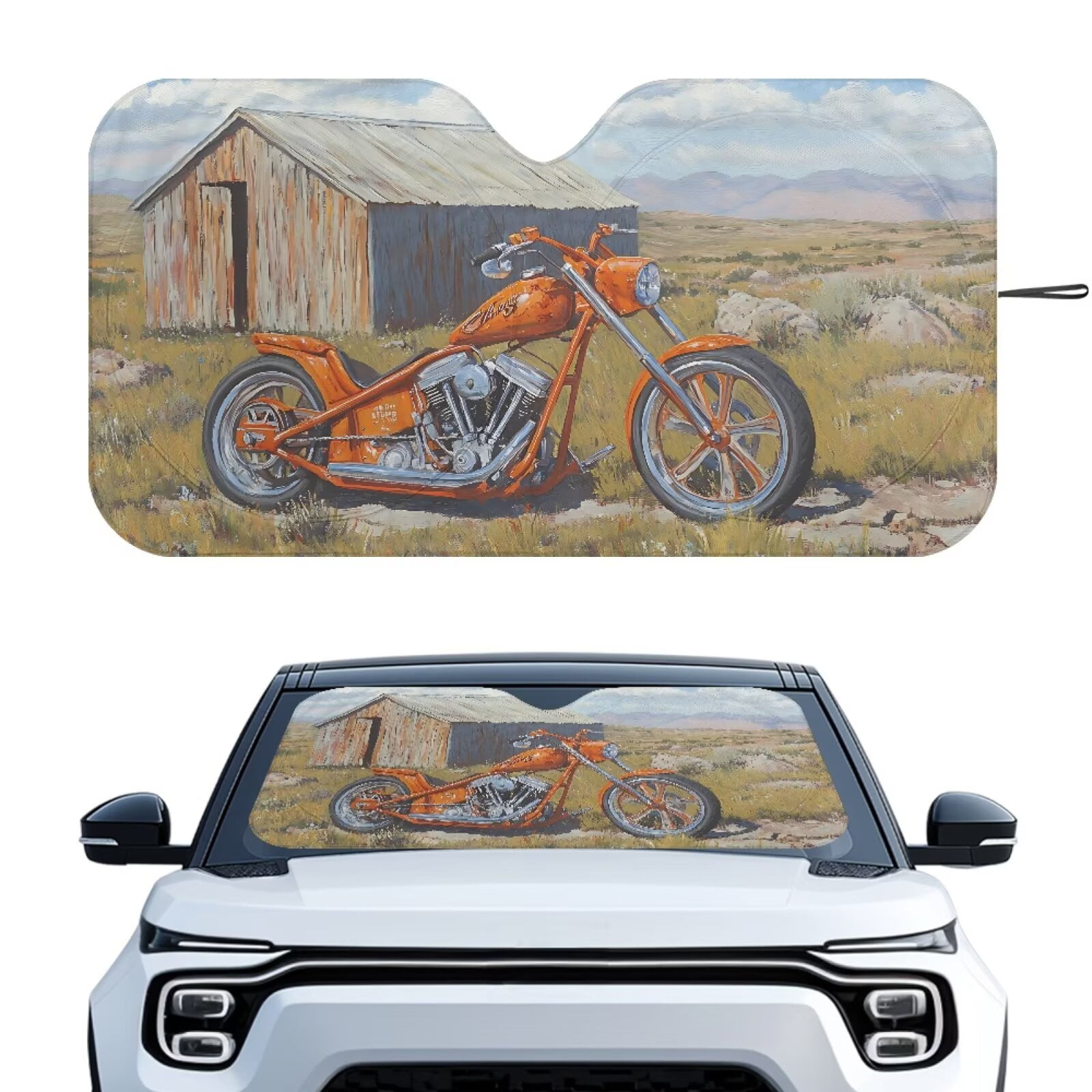 KUIFORTI Vintage Motorcycle Windshield Sunshade Block Heat and Sun UV ...
