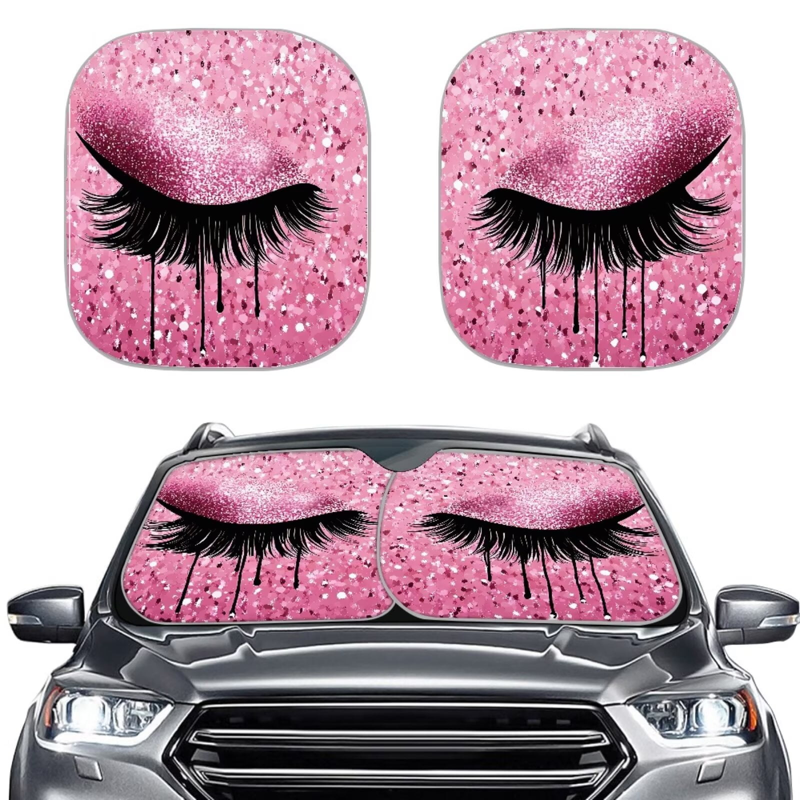 KUIFORTI Windshield Sun Shade 2-Piece Foldable Car Front Window ...