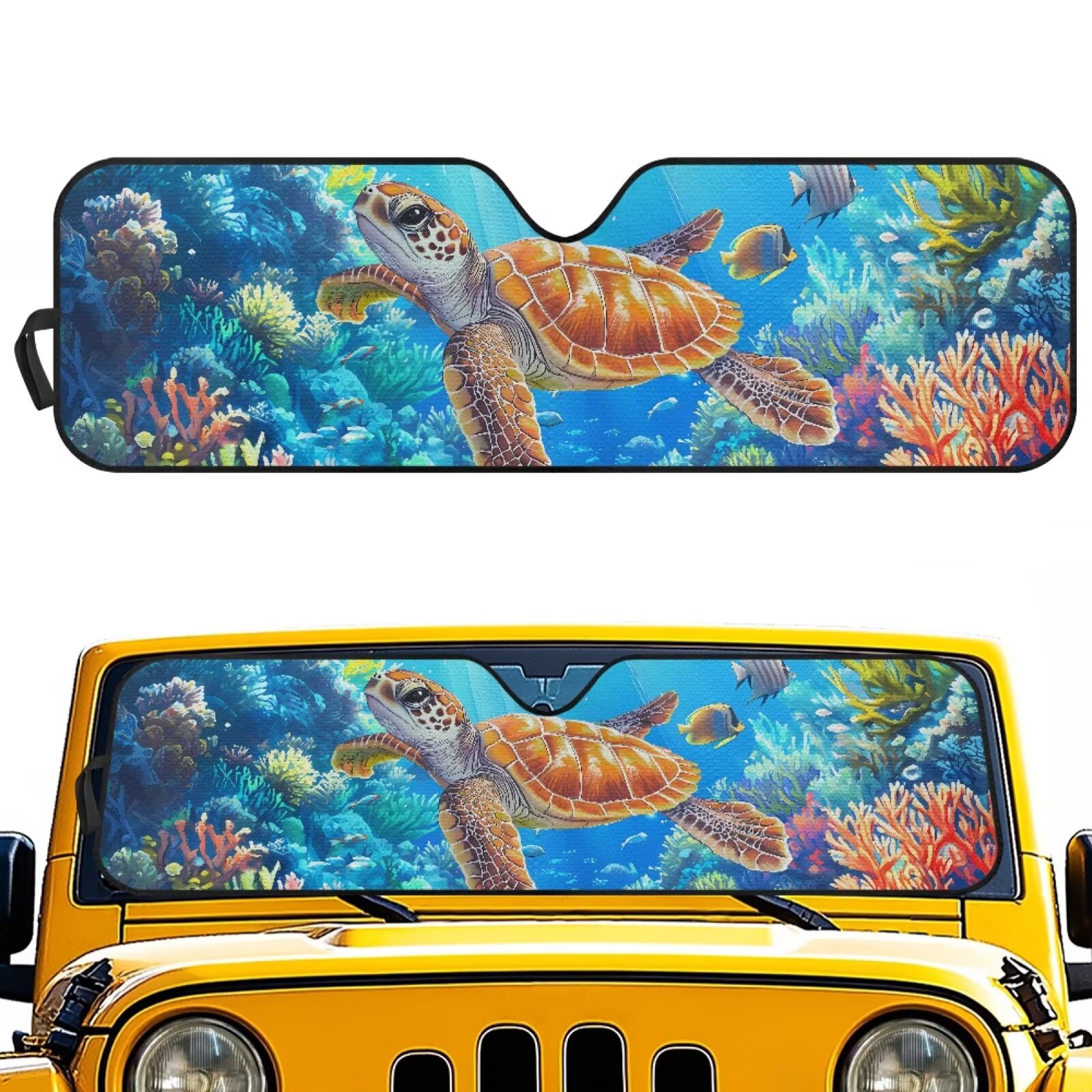 KUIFORTI Windshield Sun Shade Foldable 52.95" X 16.14" Car Sun Visor ...
