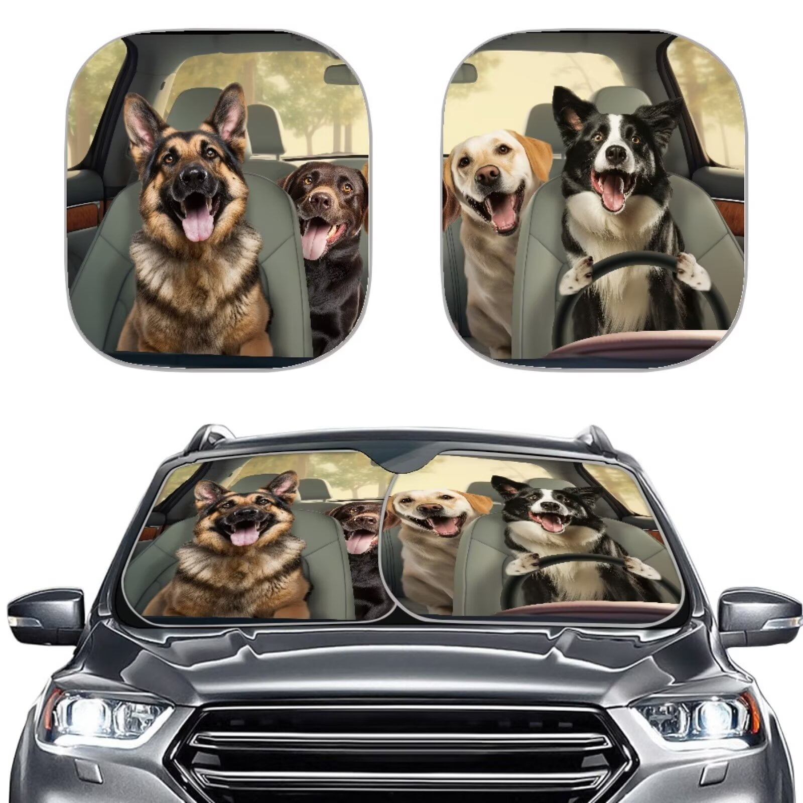 KUIFORTI Windshield Sun Shade Funny Dogs Design, Auto Sun Shade for Car ...