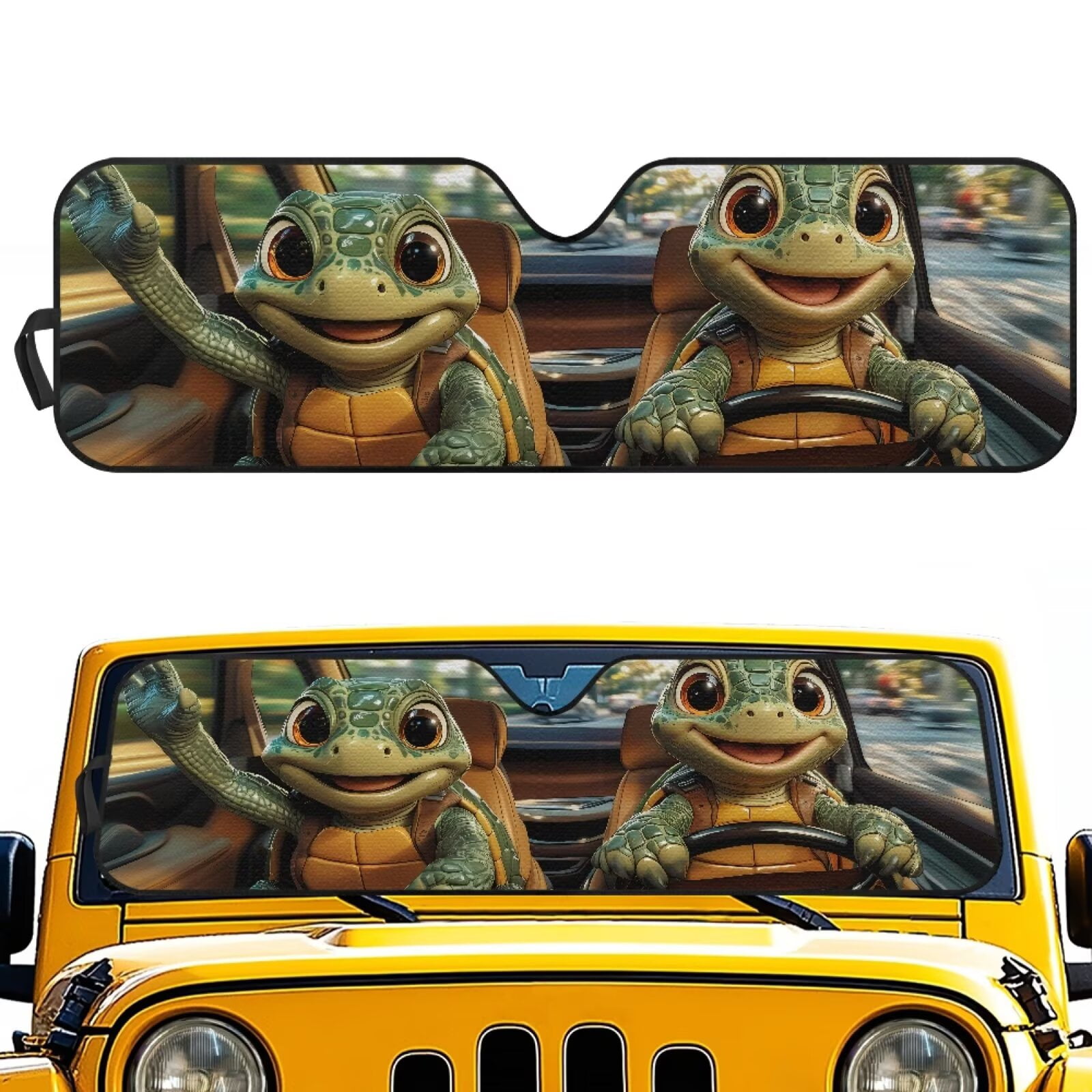 KUIFORTI Windshield Sun Shade Funny Frog Car Sun Shade for Rubicon ...