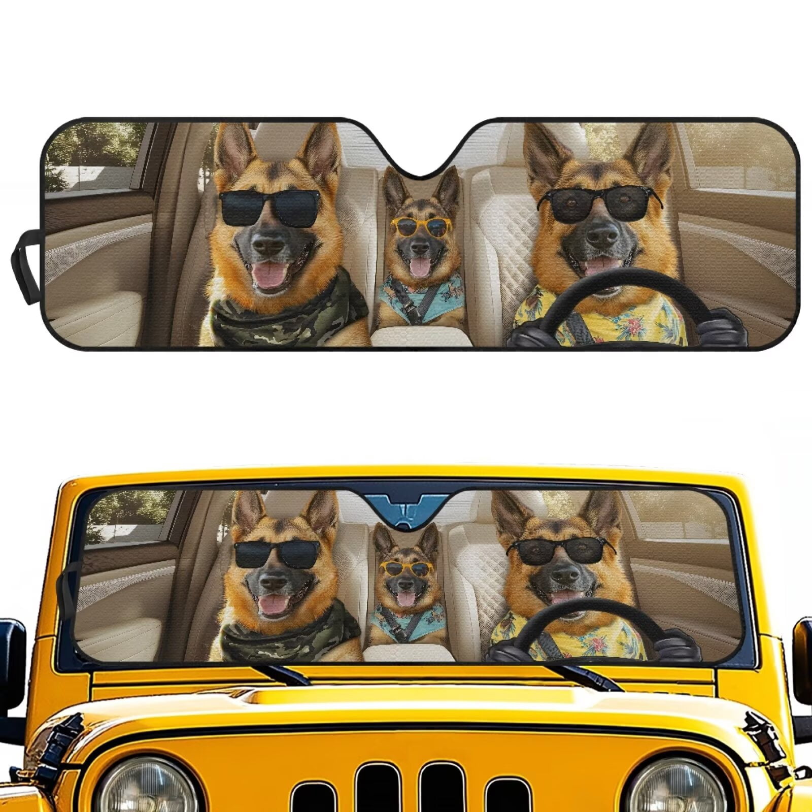 KUIFORTI Windshield Sun Shade Funny German Shepherd Automotive Interior ...