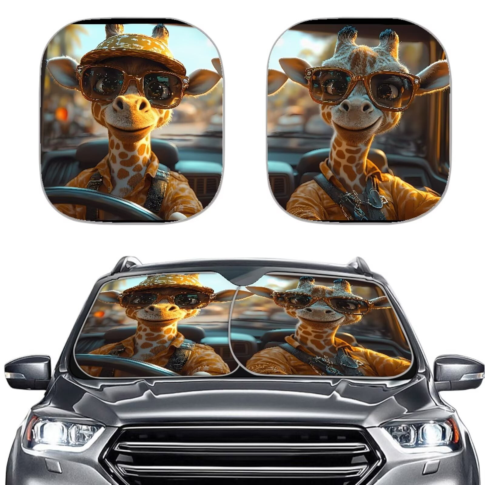 KUIFORTI Windshield Sun Shade Funny Giraffe Sunshades for Women ...