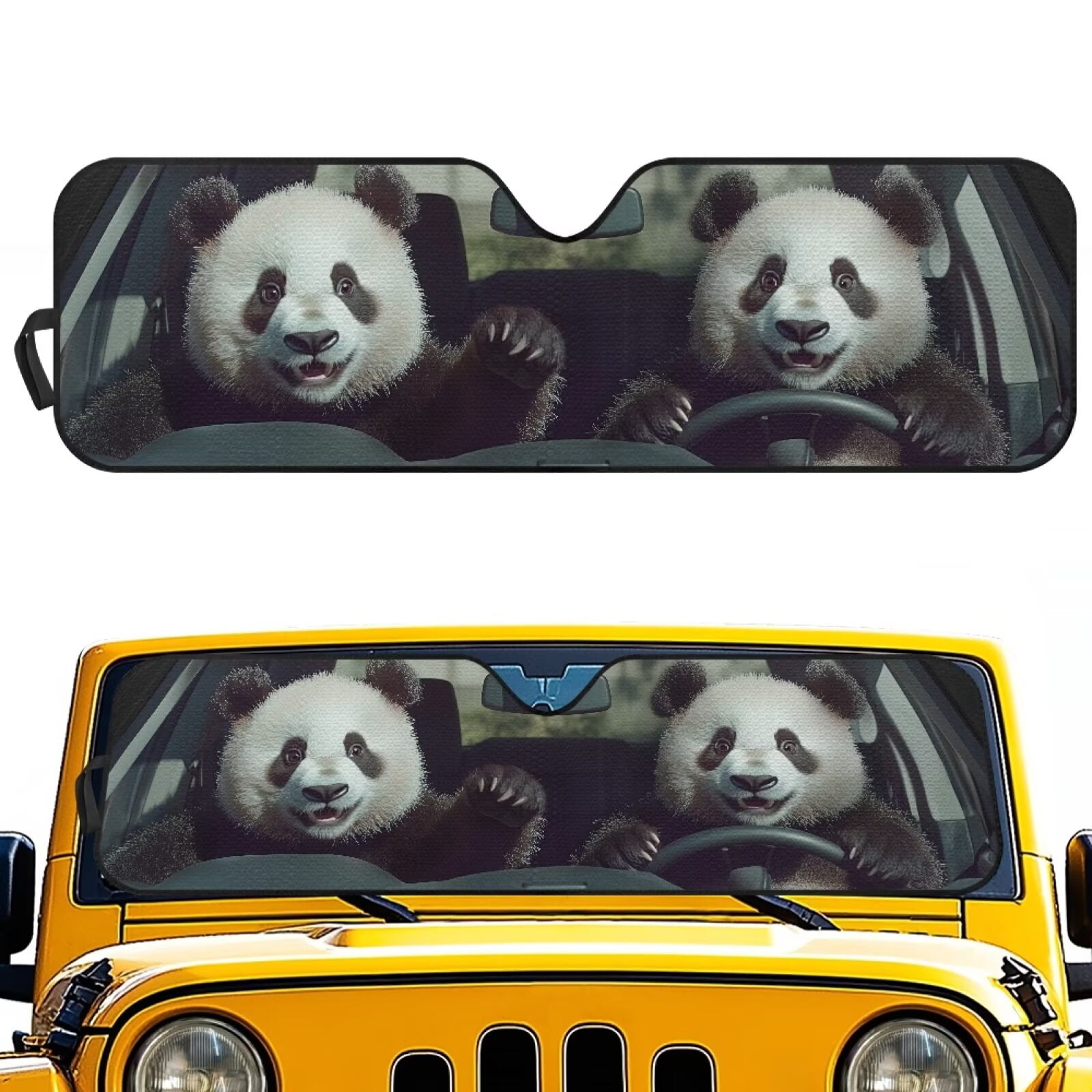 KUIFORTI Windshield Sun Shade Funny Panda Driving Car Sun Visor for UV ...