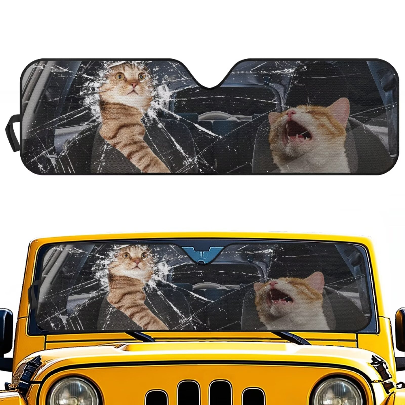 KUIFORTI Windshield Sun Shade for Jeep Wrangler TJ JK JKU JL JLU, Black ...