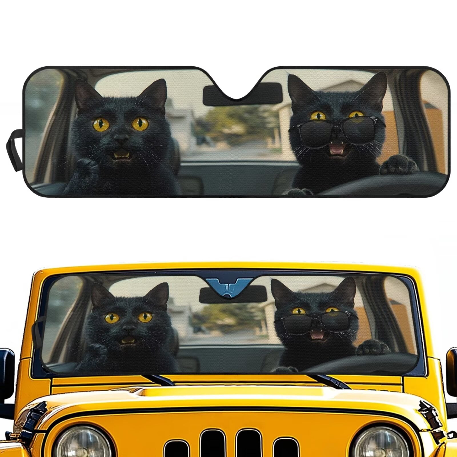 KUIFORTI Windshield Sunshade Balck Cat Driving Sun Visor for Car ...
