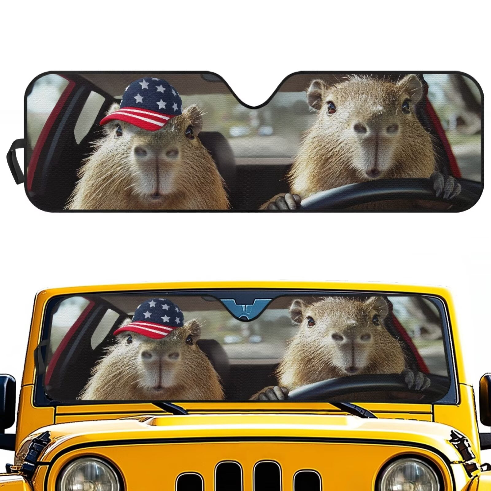 KUIFORTI Windshield Sunshade Funny Car Sun Shade Cute Capybara Sun ...