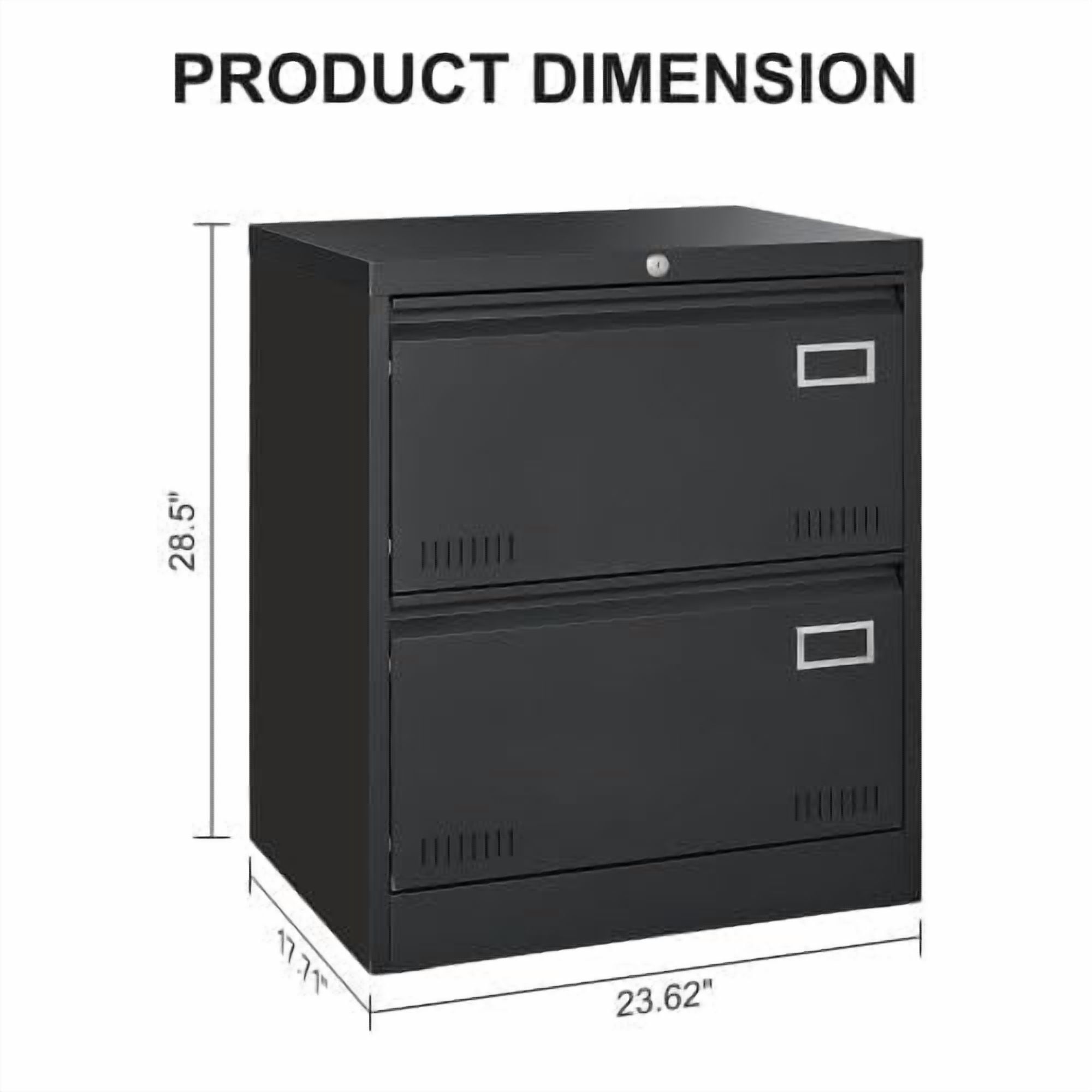 KUIKUI Lateral File Cabinet 2 Drawer, Metal File Cabinet with Lock ...