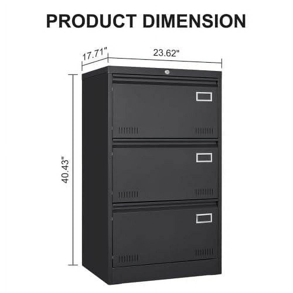 KUIKUI Lateral File Cabinet 3 Drawer, Metal File Cabinet with Lock ...
