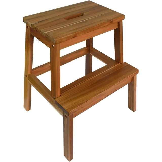 KUIKUI Wood Step Stool, Wooden Step Stool for Adults, 2 Step Stool Wood ...