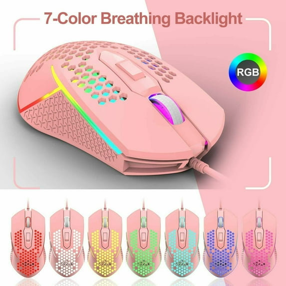 KUIYN M3 Ultralight Honeycomb Shell Wired Optical Gaming Mouse,RGB ...