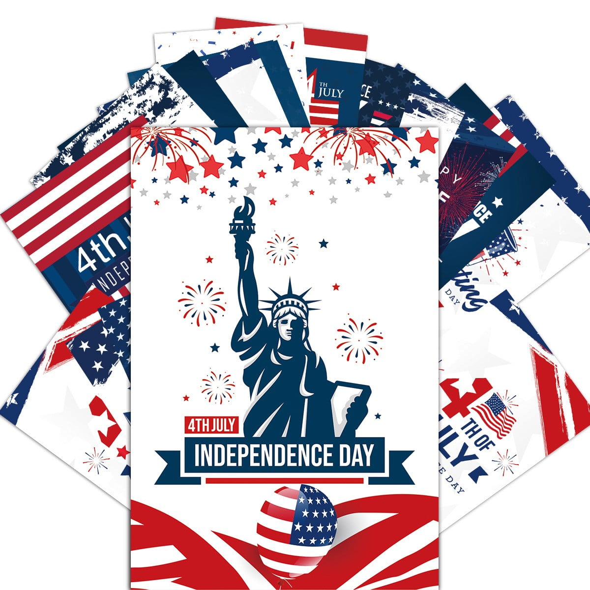 KUKIDSVO 12 PCS 4th of July Greeting Card, Independence Day Paper ...