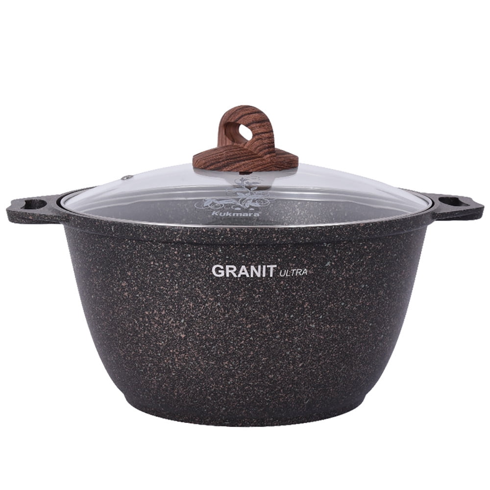 Ultra Granit 8.5-qt. (8 L) Aluminum Cooking Pot with Glass Lid, Heavy ...