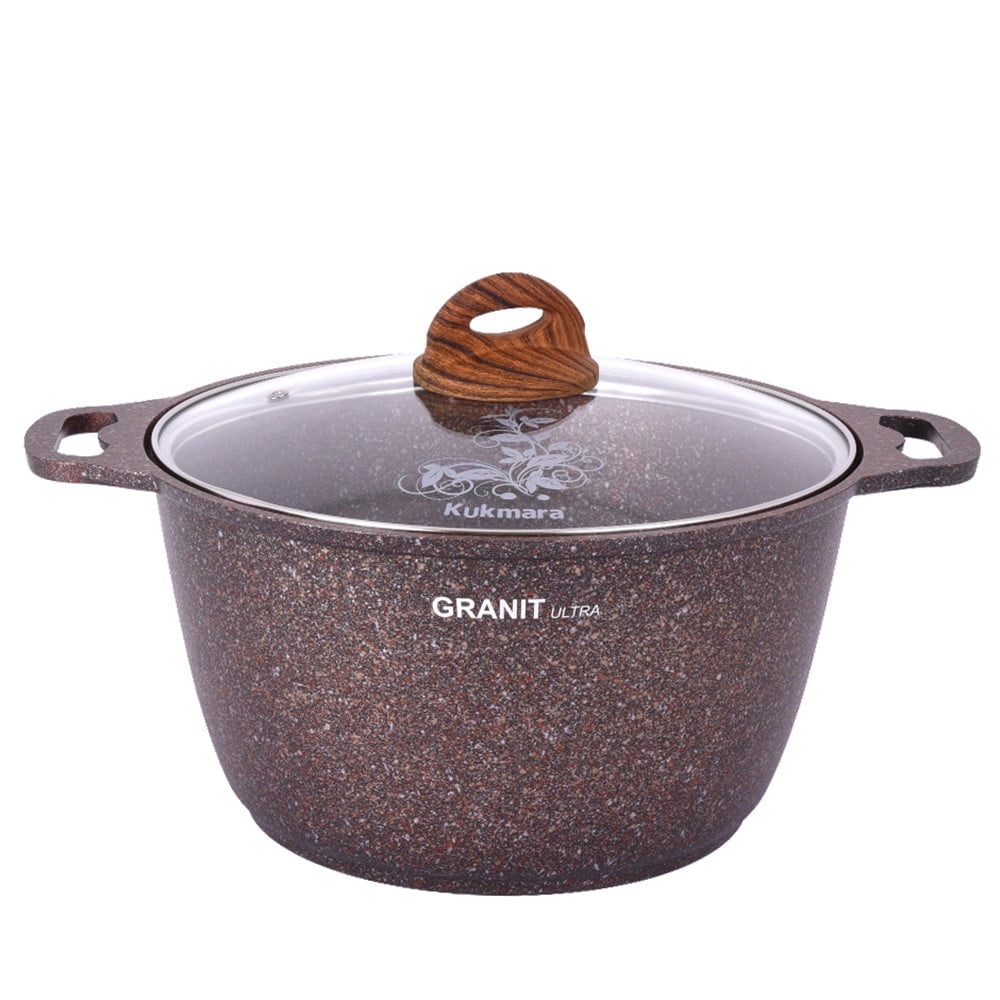 KUKMARA "Granit Ultra" Aluminium Marble Non-Stick Pot w/Glass Lid 2.1 ...