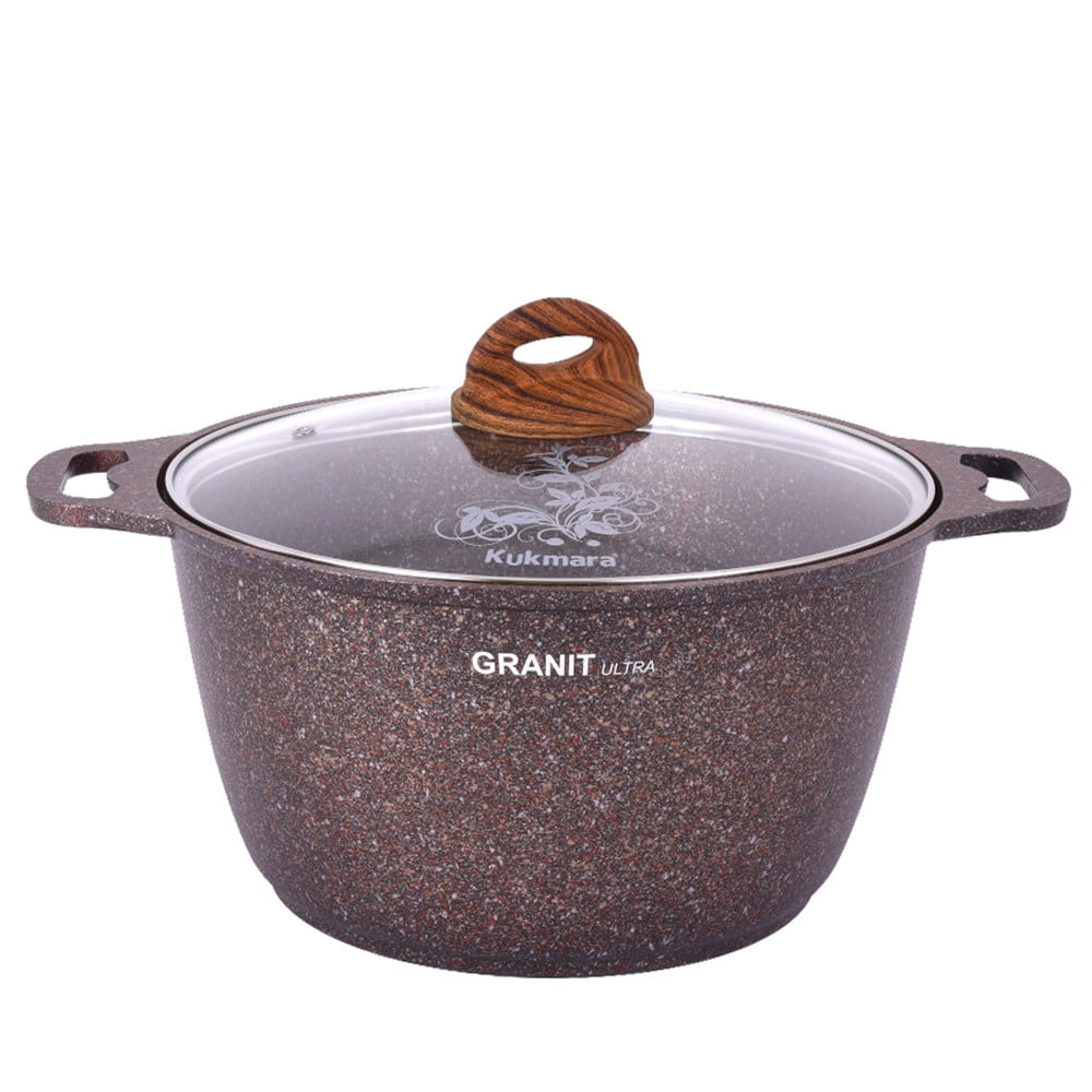 KUKMARA "Granit Ultra" Aluminium Marble Non-Stick Pot w/Glass Lid 4.2 ...