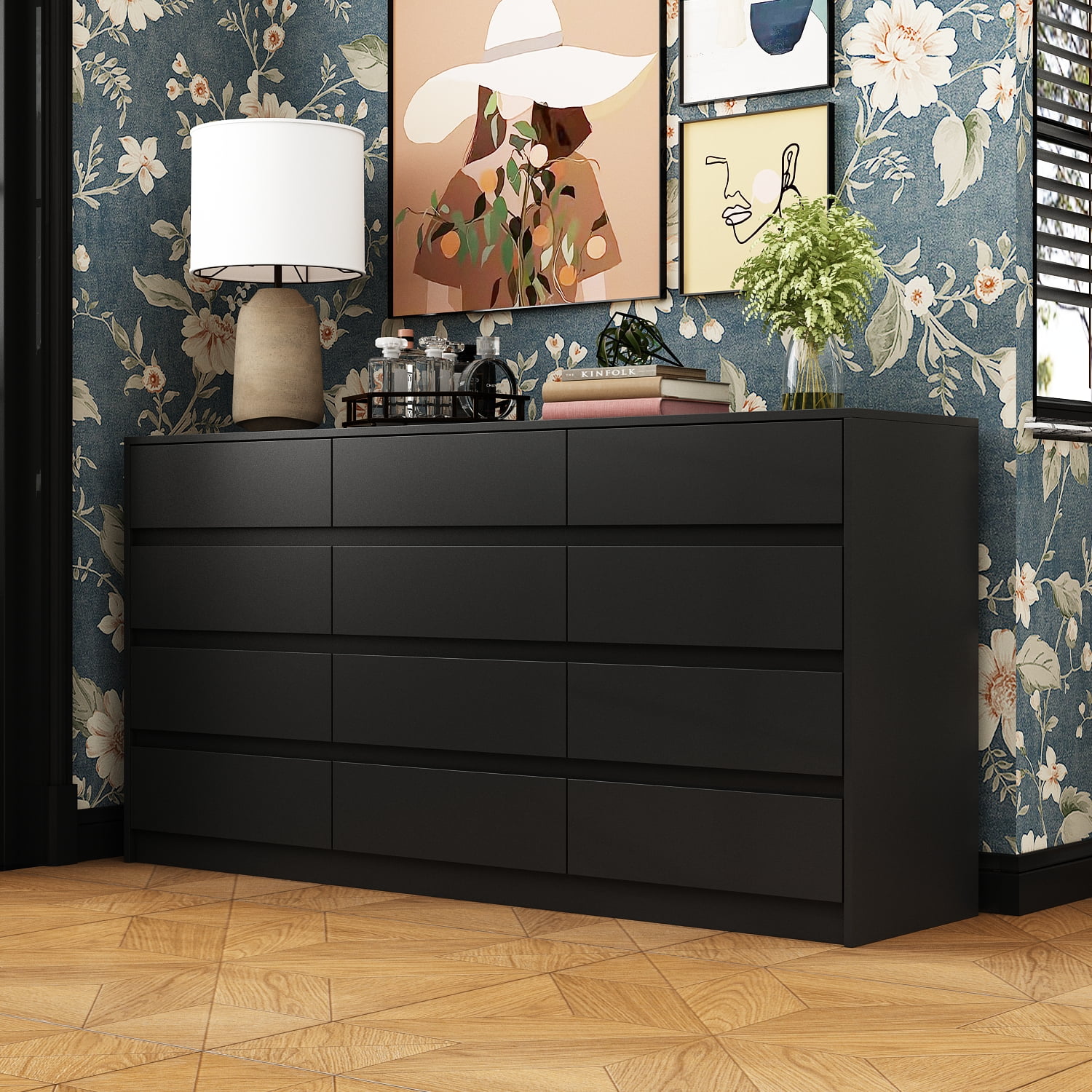 KULAGAGA 12 Drawers Double Dresser, Modern Wood Dresser Chest of ...