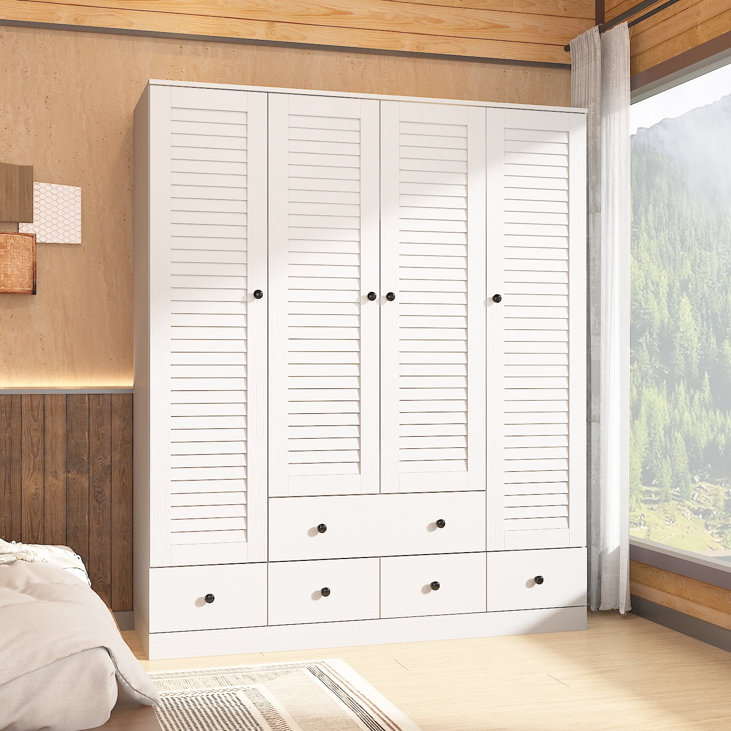 KULAGAGA Large Wardrobe Armoire with Multi-Tier Shelves, 5 Drawers ...