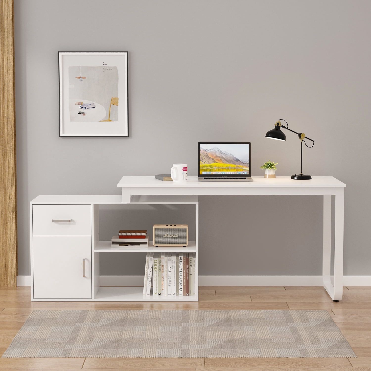 KULAGAGA Modern 55 inch Large Office Desk Workstation, Reversible L ...