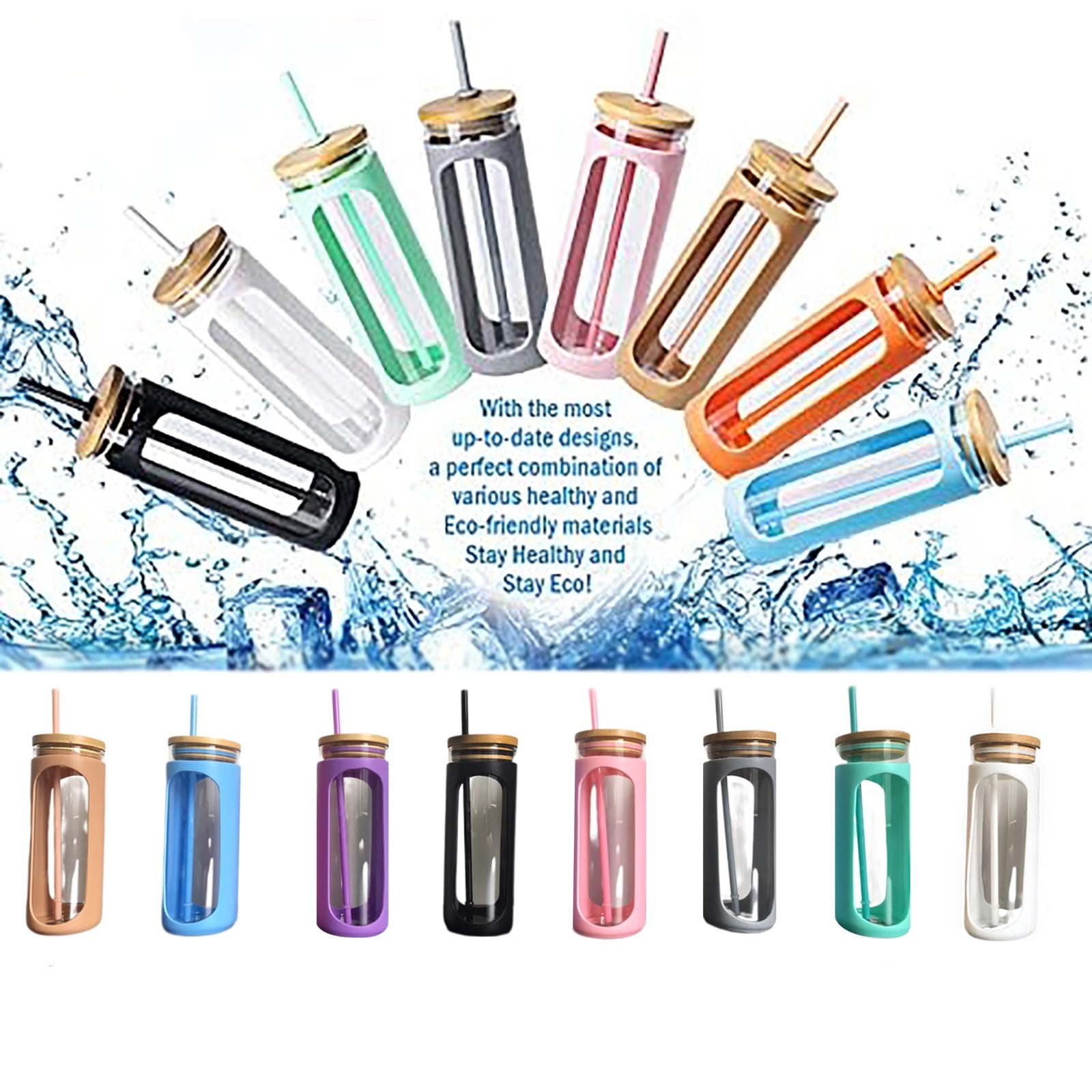 KULOKHUI Drinking Glasses Kodrine 20oz Glass Water Tumble With And Lid ...