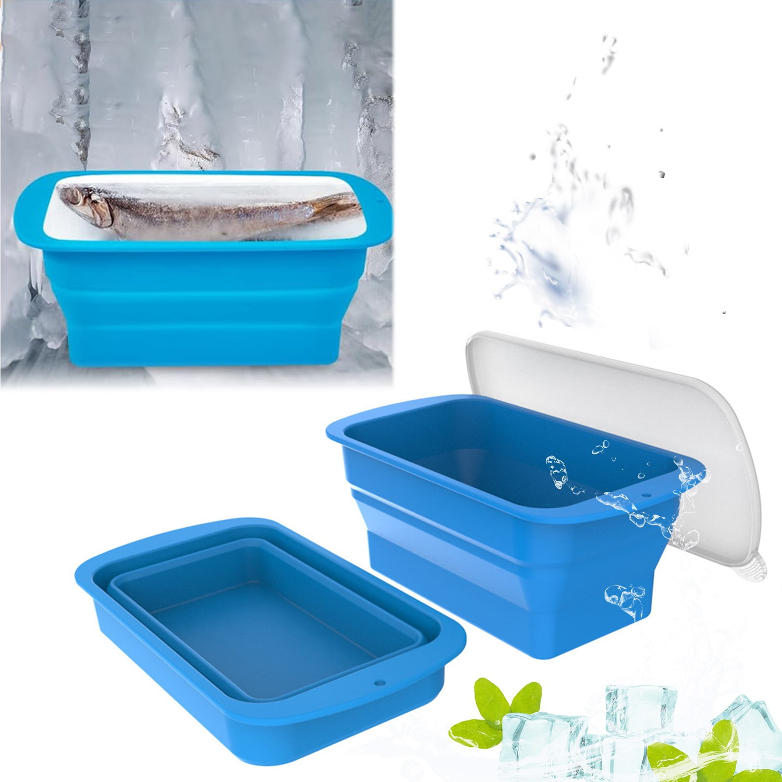 KULOKHUI Ice Cube Tray Silicone Extra Large Ice Block With Lid 8 Lbs ...