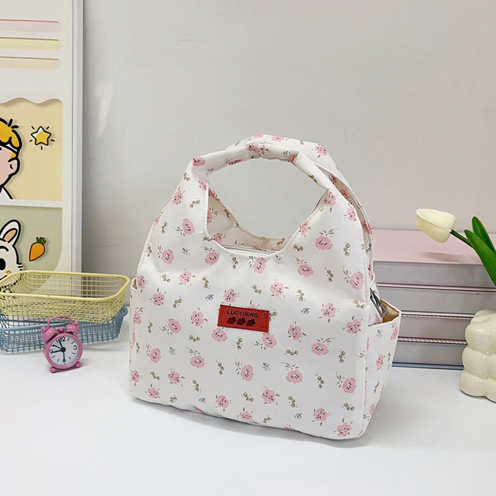 KULOKHUI Lunch Box Food Heater Lunch Bag Kawaii Floral Lunch Bag For ...