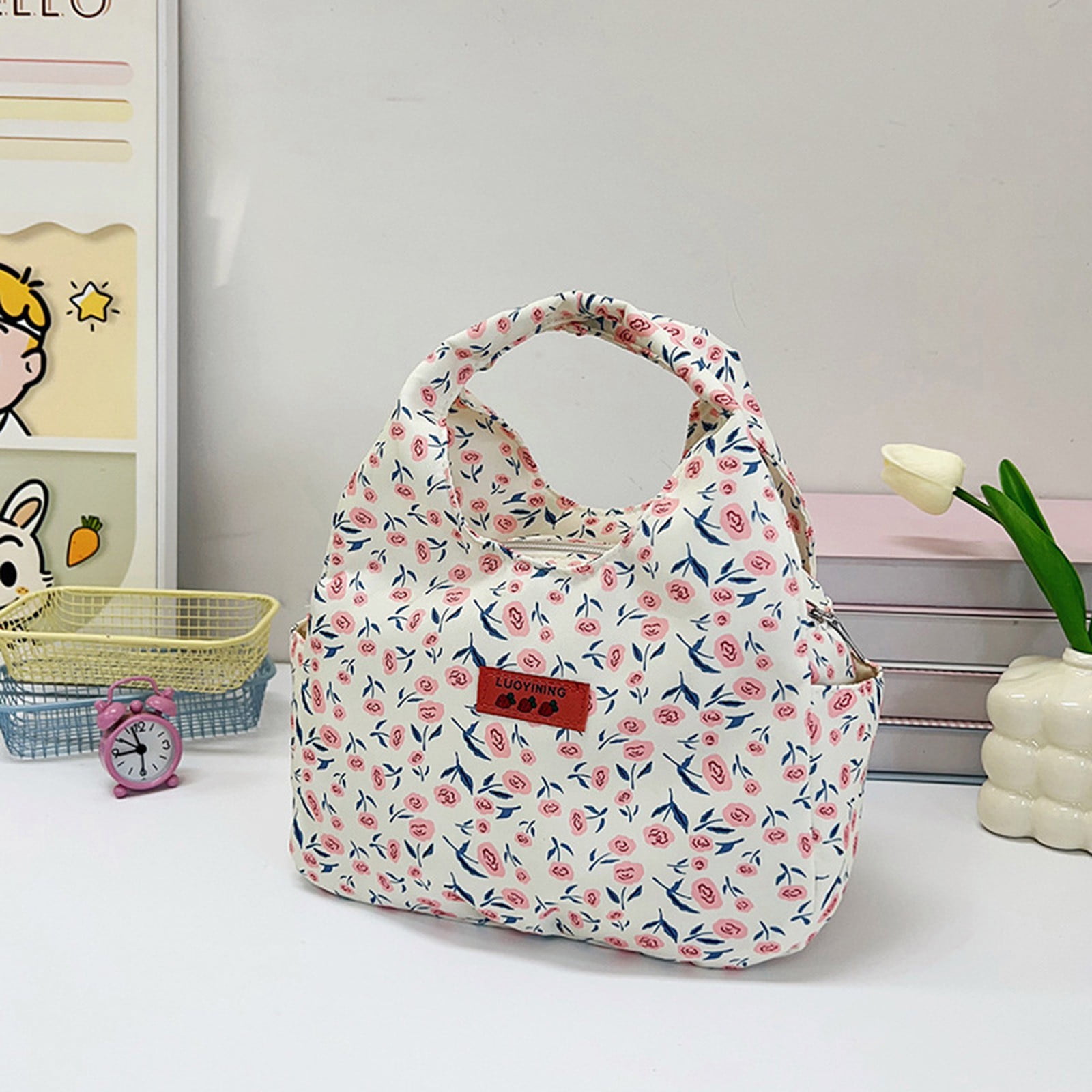 KULOKHUI Lunch Box Food Heater Lunch Bag Kawaii Floral Lunch Bag For ...
