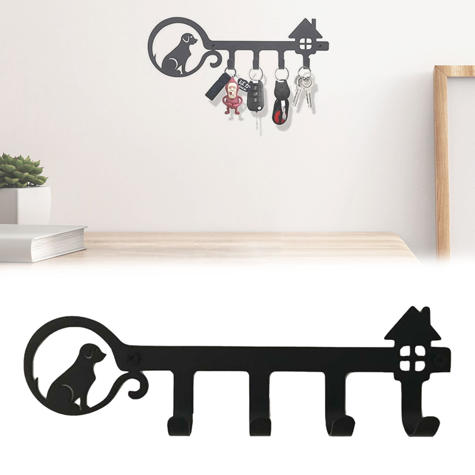 KULOKHUI Wall Hooks Creative Dog Shaped Key Hook No Drill Key Holder ...