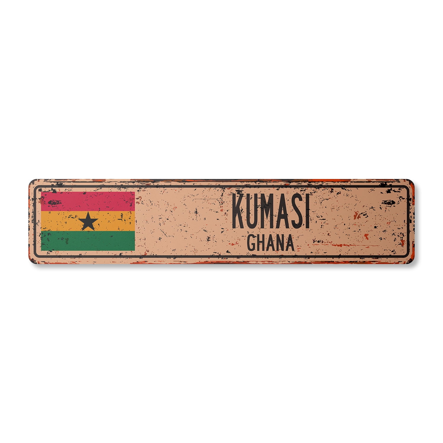 KUMASI GHANA Vintage Aluminum Street Sign Ghanaian Ghanian flag city ...