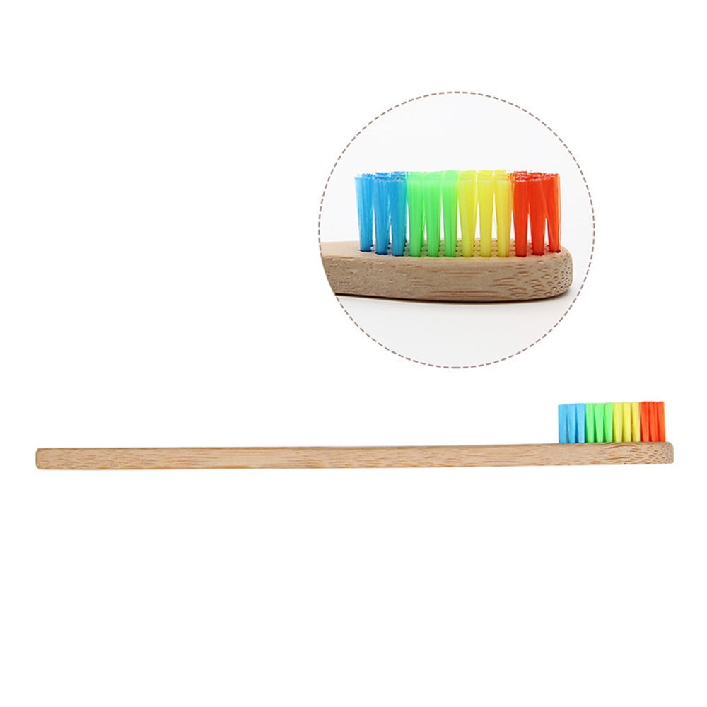 KUMHONW 2 Counts Bamboo Toothbrushes Natural Bamboo Charcoal Tooth ...