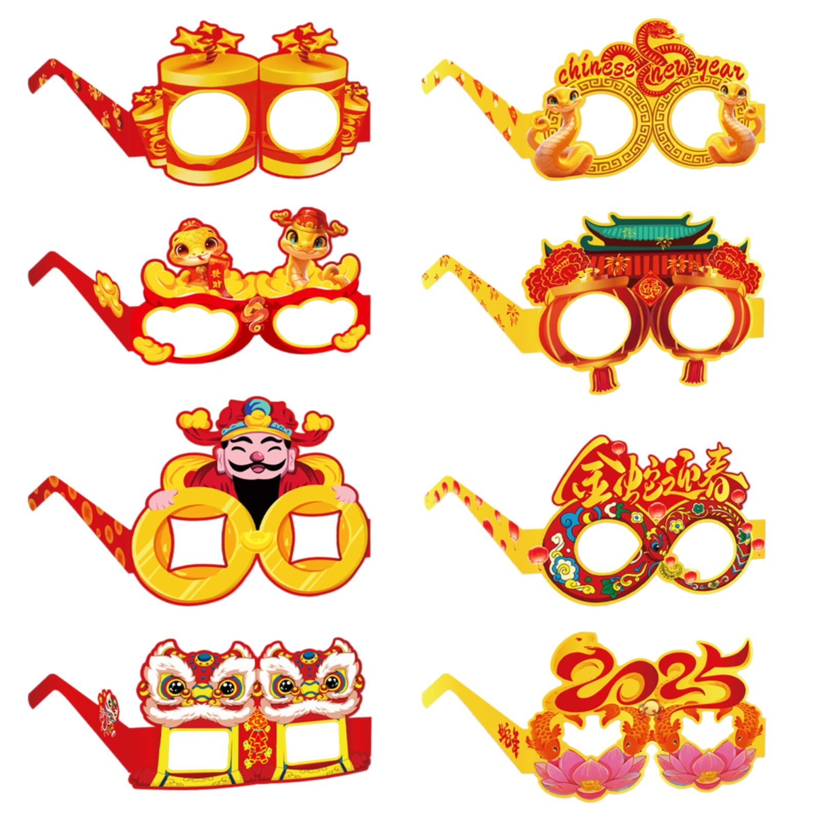 KUMHONW 8 Pieces Chinese New Year Plastic Glasses Glitter Spring ...