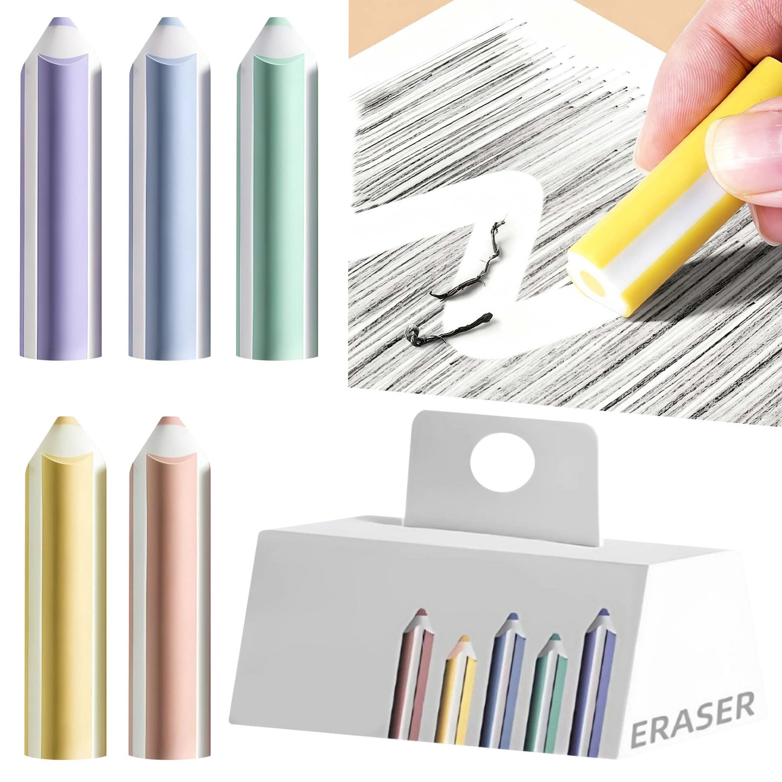 KUMHONW Erasers,Pencil Shaped,Multicolor,5 PieceS Pencil Shaped Erasers ...