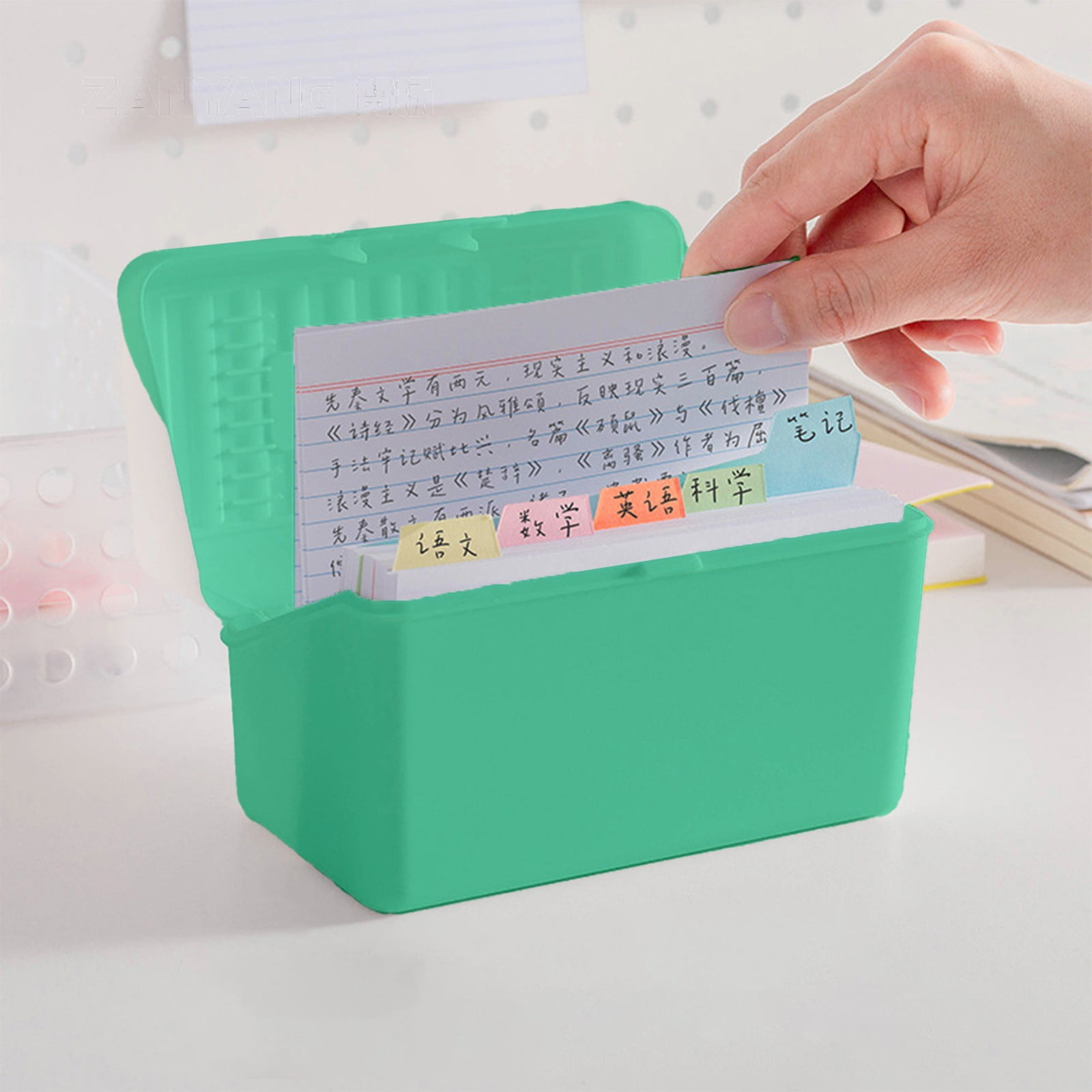 KUMHONWIndex Card Holder Green, 3X5 Note Flash Card Organizer, Index ...